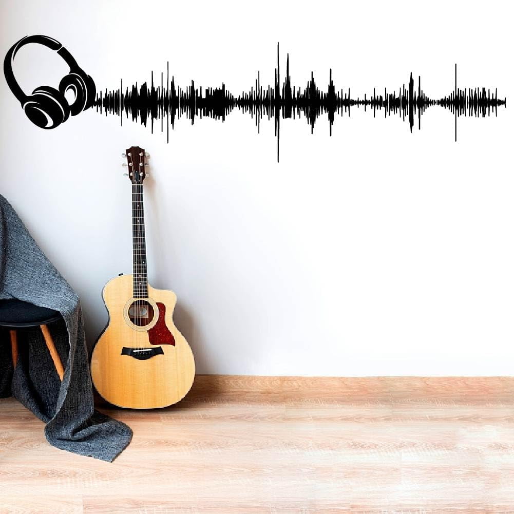 Headphone Wall Stickers Music Decals Art Bedroom Video Earphone Audio ...