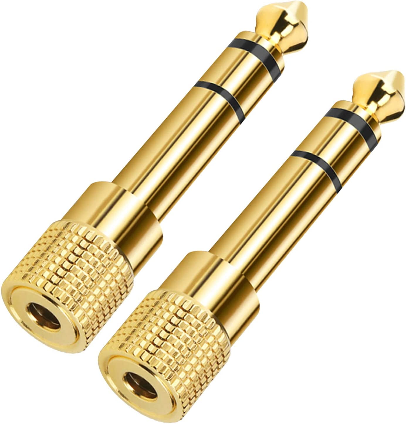 2-Pack Headphones Adapter, 3.5mm Female to 6.35mm Male Jack, Gold ...
