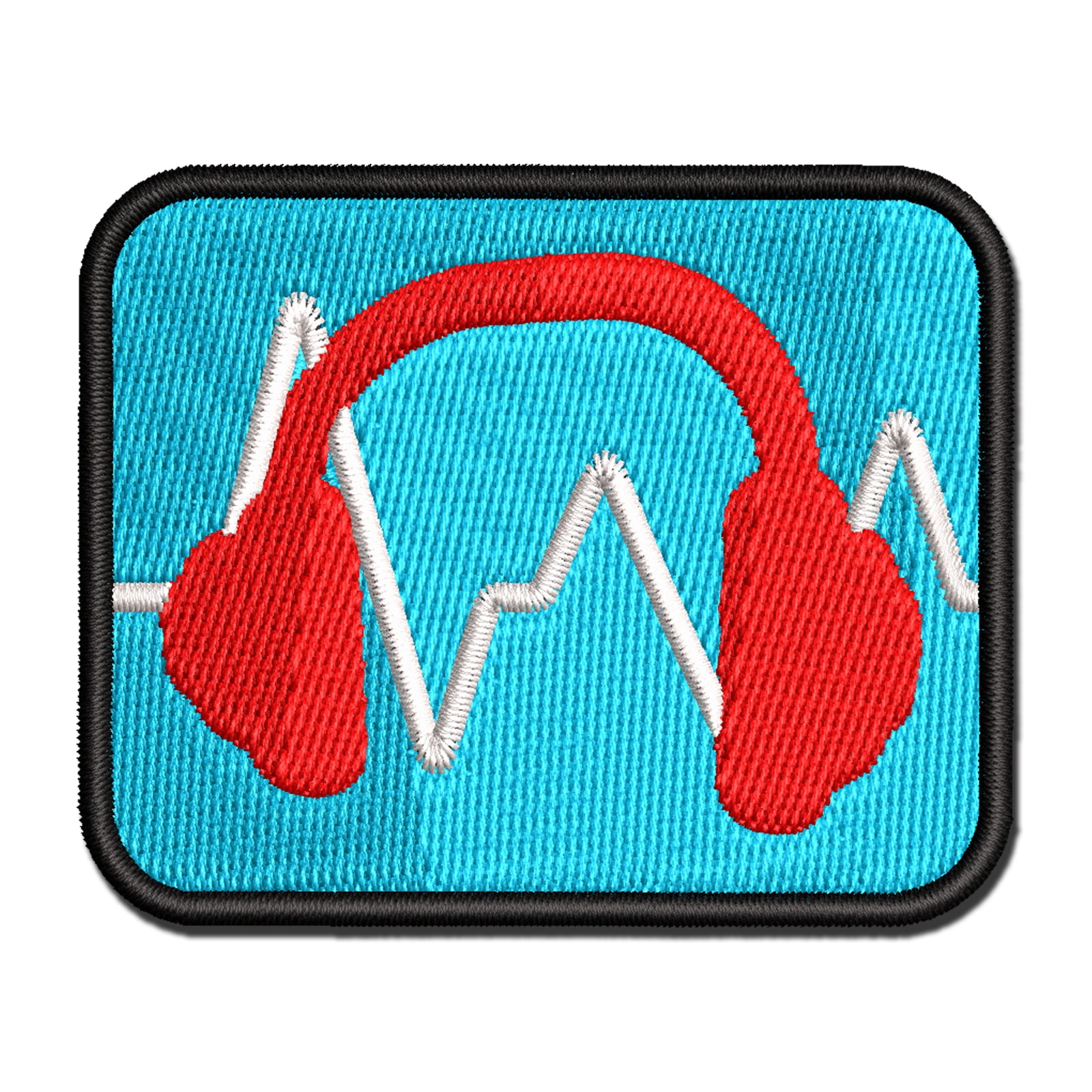 Headphones Ear Solid Applique Multi-Color Embroidered Hook & Loop Patch ...