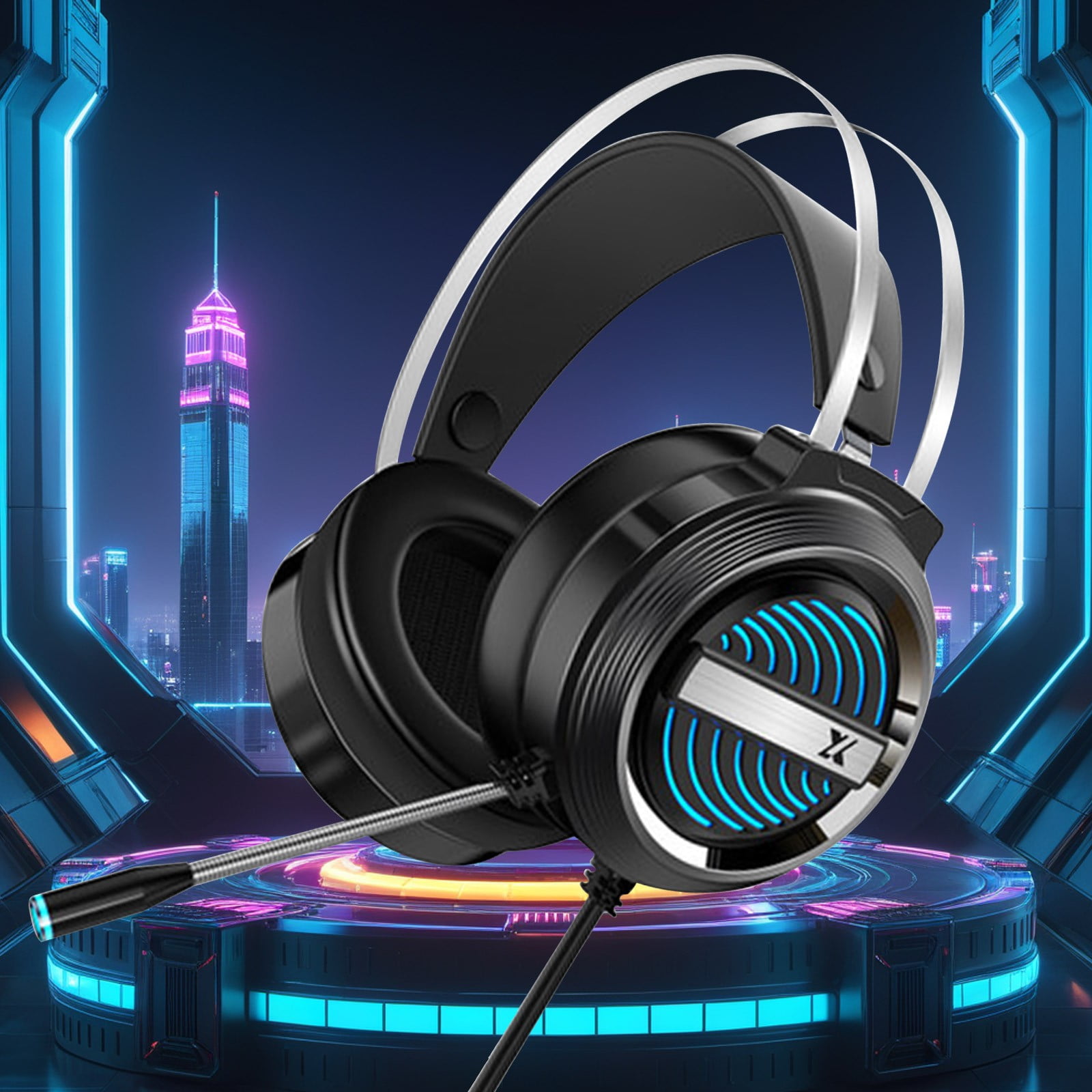 Headphones Head Mounted Wired Headphones with USB Interface Cool ...