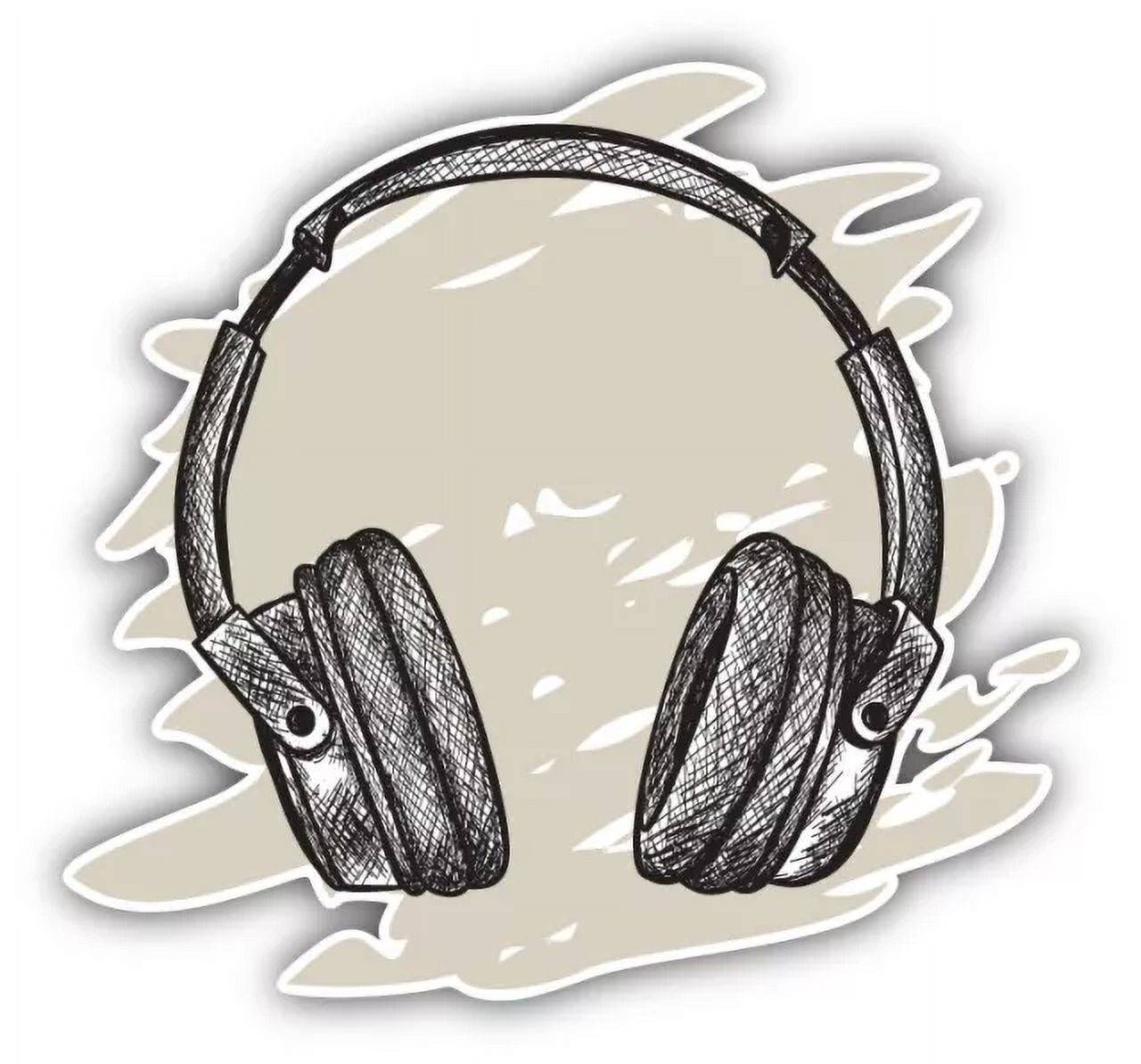 Headphones Sketch Music Sticker Phone Decal Water Bottle Stickers Car ...