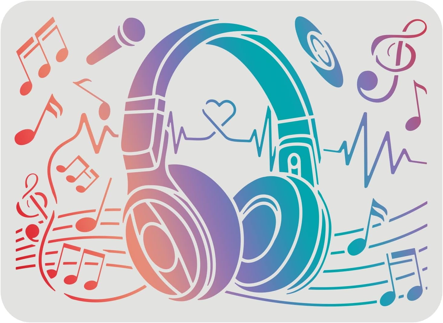 Headphones Stencil for Painting 11.7x8.3inch Reusable Headphones ...