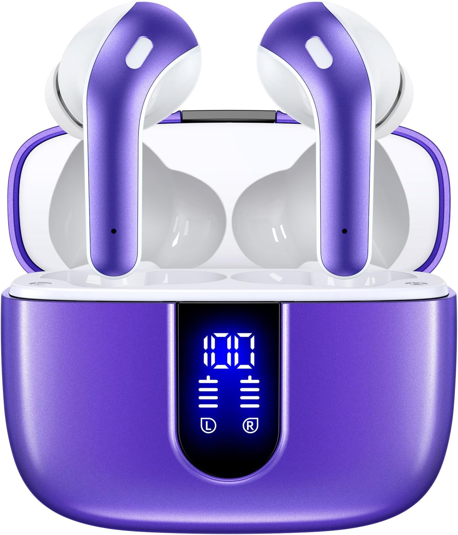 Headphones True Earbuds 60H Playback Power Display Earphones with Case ...