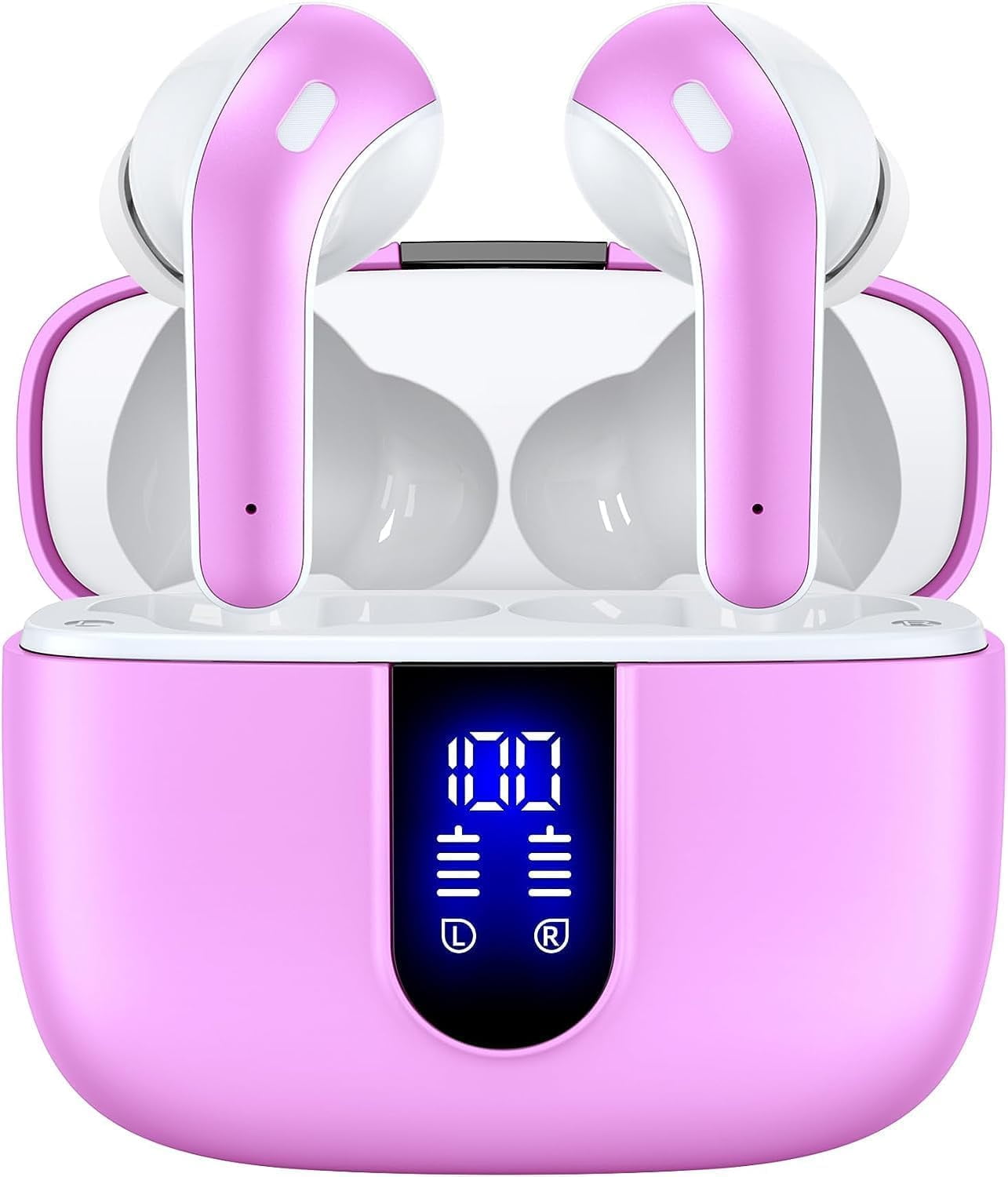 Headphones True Earbuds 60H Playback Power Display Earphones with Case ...