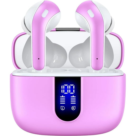 Headphones True Earbuds 60H Playback Power Display Earphones with Case ...