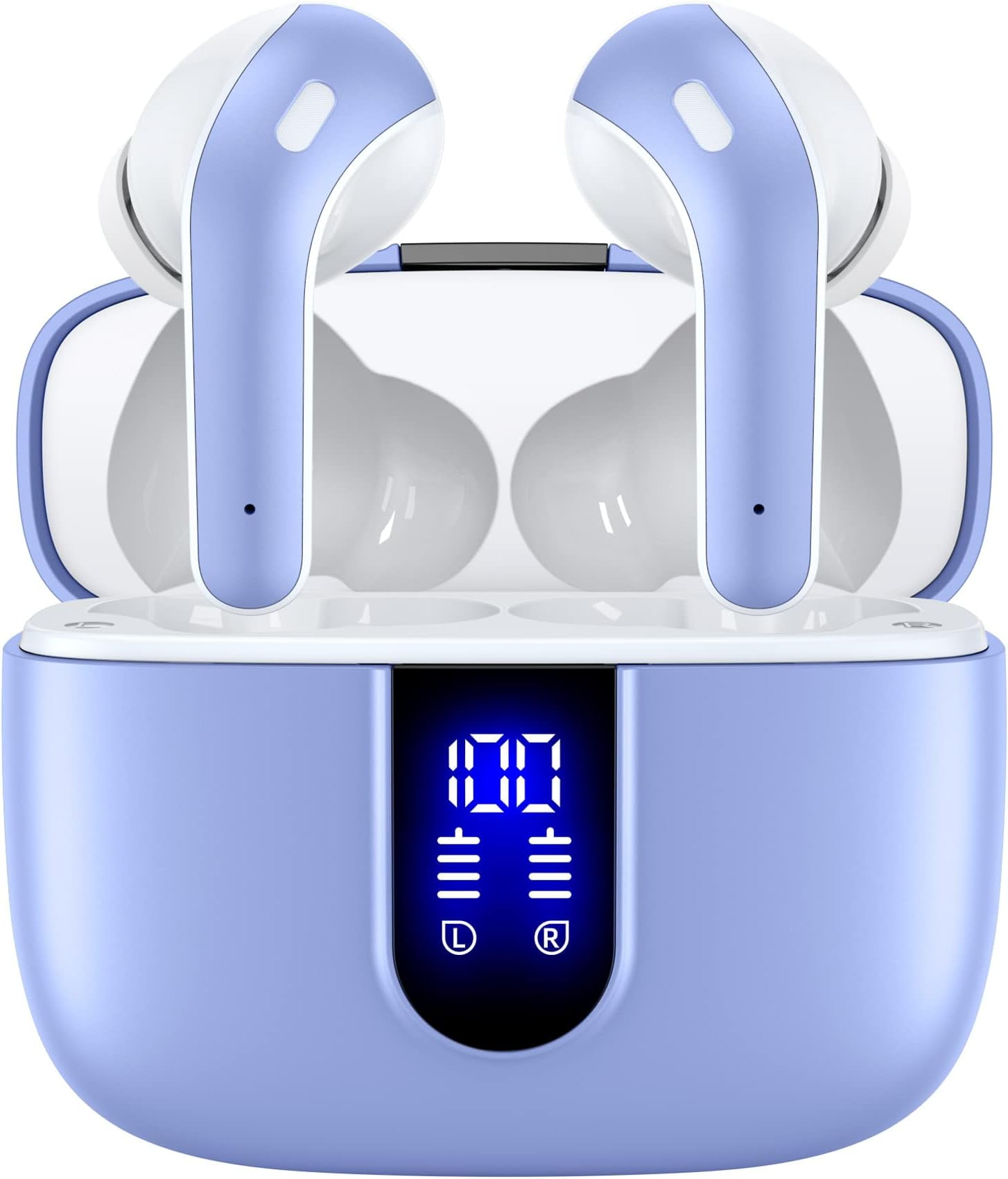 Headphones True Earbuds 60H Playback Power Display Earphones with Case ...
