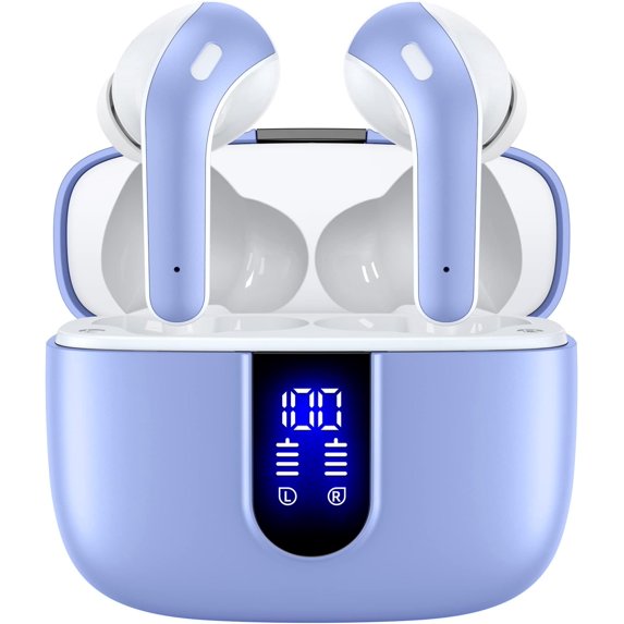 Headphones True Earbuds 60H Playback Power Display Earphones with Case ...