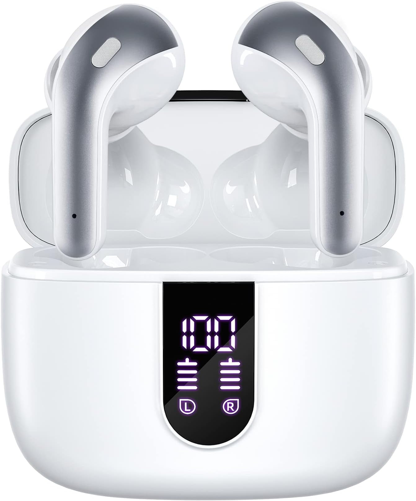 Headphones True Earbuds 60H Playback Power Display Earphones with Case ...