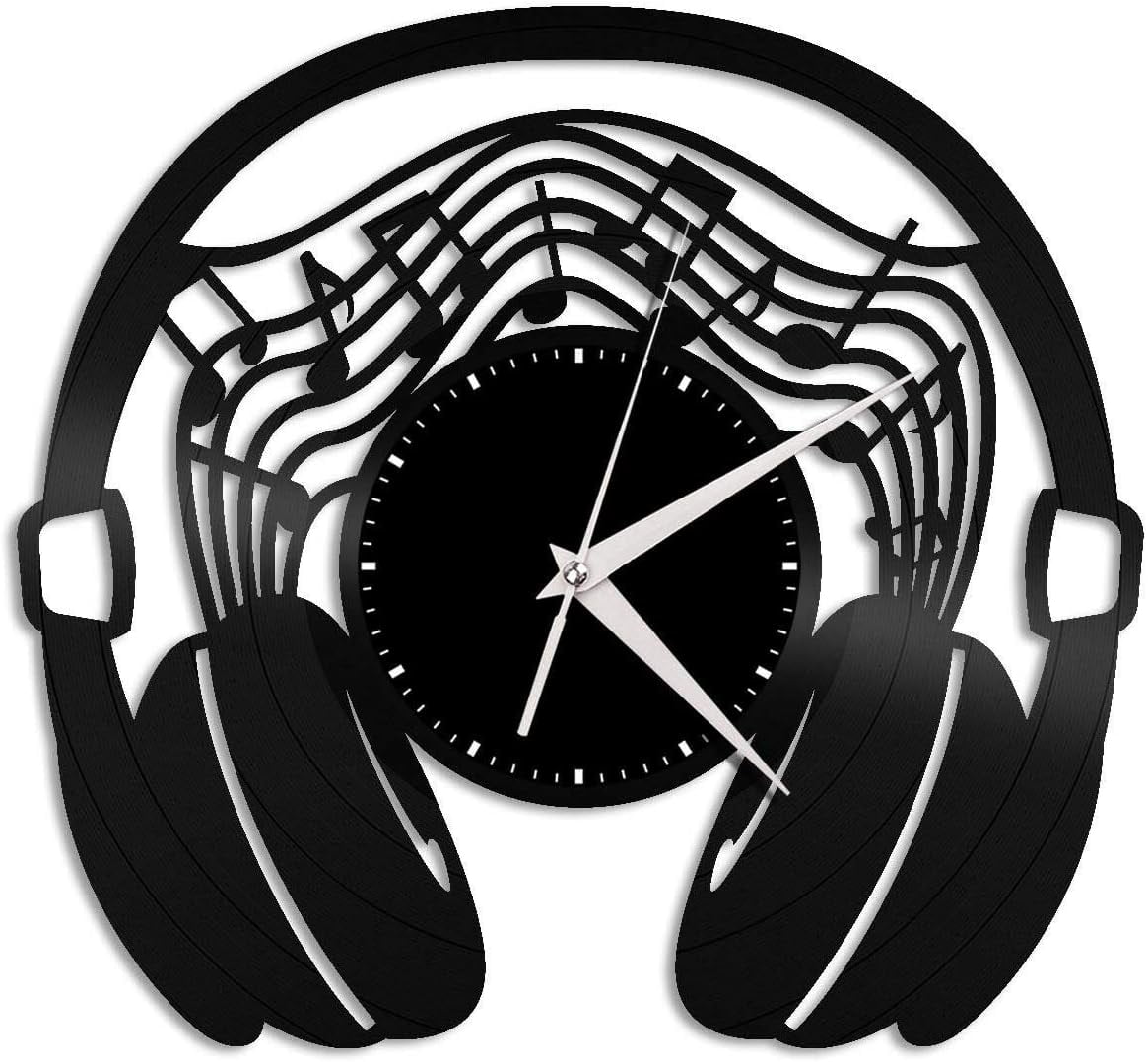 Headphones Vinyl Wall Clock,Vinyl Record Clock Wall Art Unique Room ...