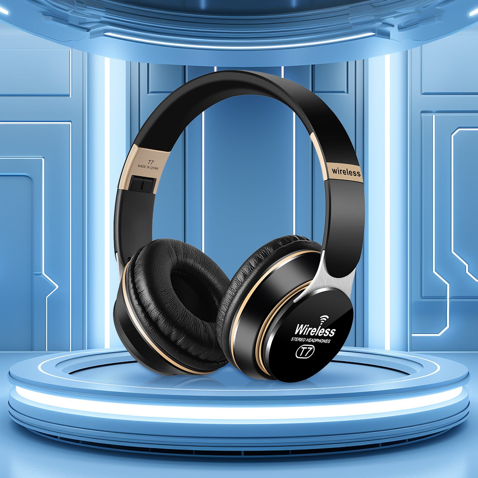 Headphones Wireless Head Mounted Retractable Foldable Mobile Music ...