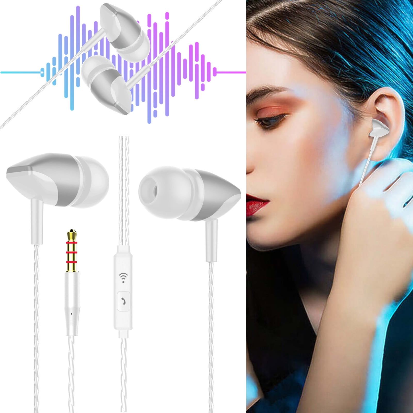 Headphones for Pc Computer Earbuds Laptop Type C In Ear Wired Subwoofer ...