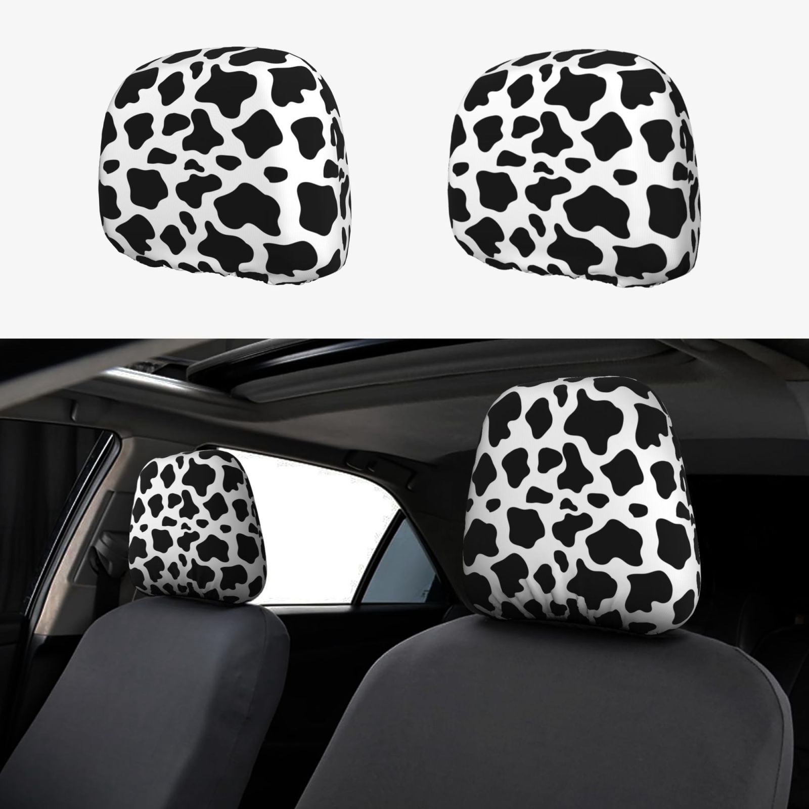 Headrest Cover for Cars, Cow print pattern 2 Pack Car Headrest Cover ...