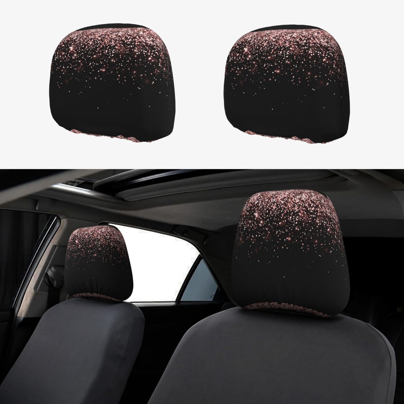Headrest Covers for Cars 2 PCS - Rose Gold Glitter1 Universal Car ...