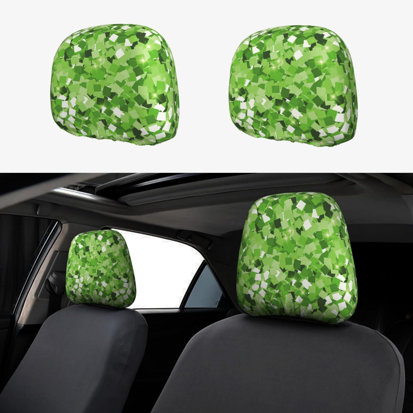 Headrest Covers for Cars 2 PCS - Sparkling Green Universal Car Headrest ...