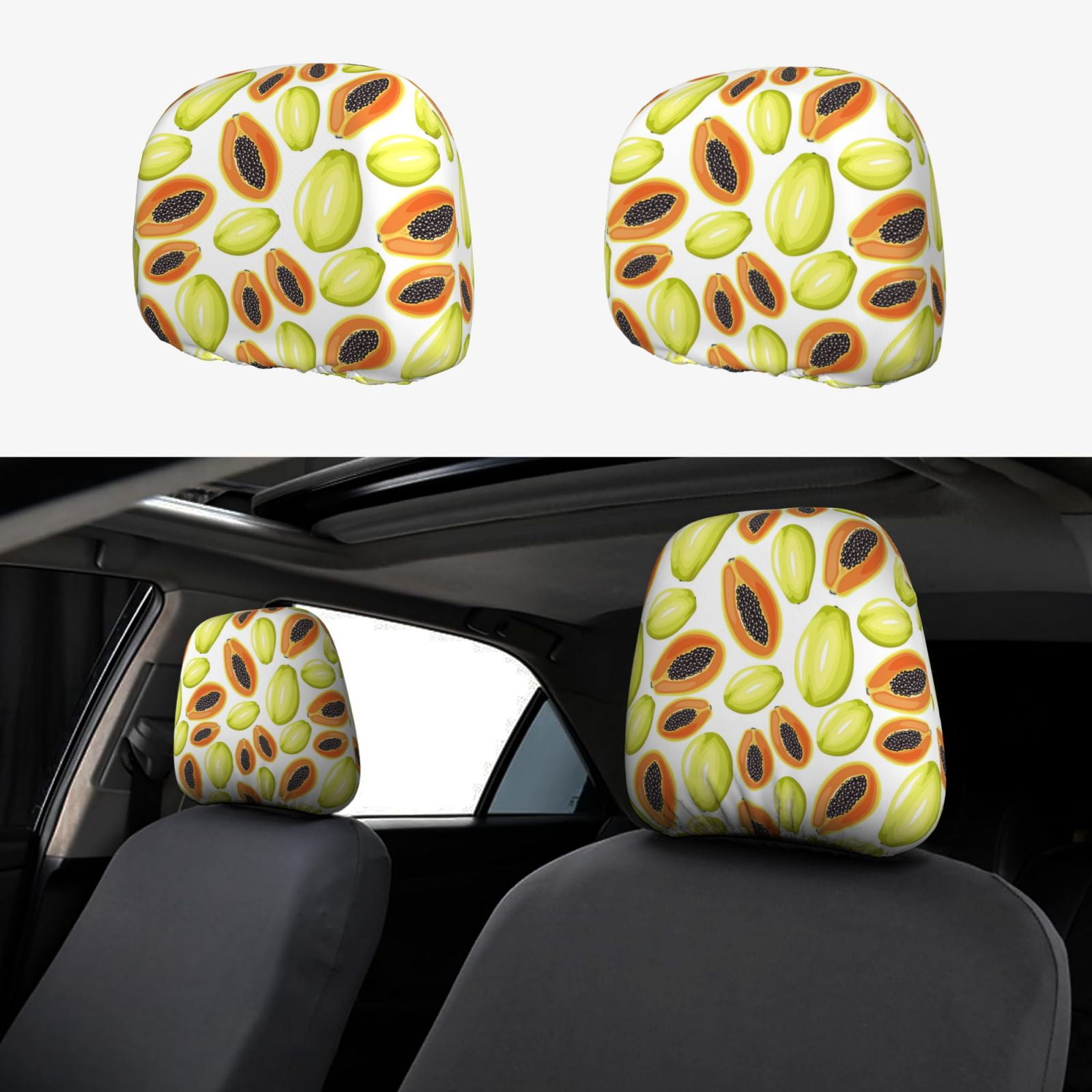 Headrest Covers for Cars 2 PCS - cartoon Papaya Pattern Universal Car ...