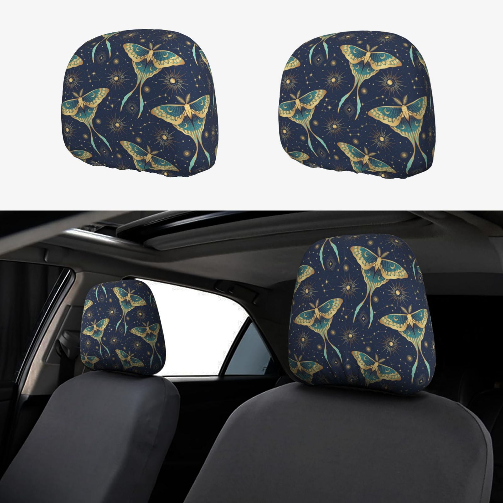 Headrest Covers for Cars 2 PCS - starry sky Night butterfly Universal ...