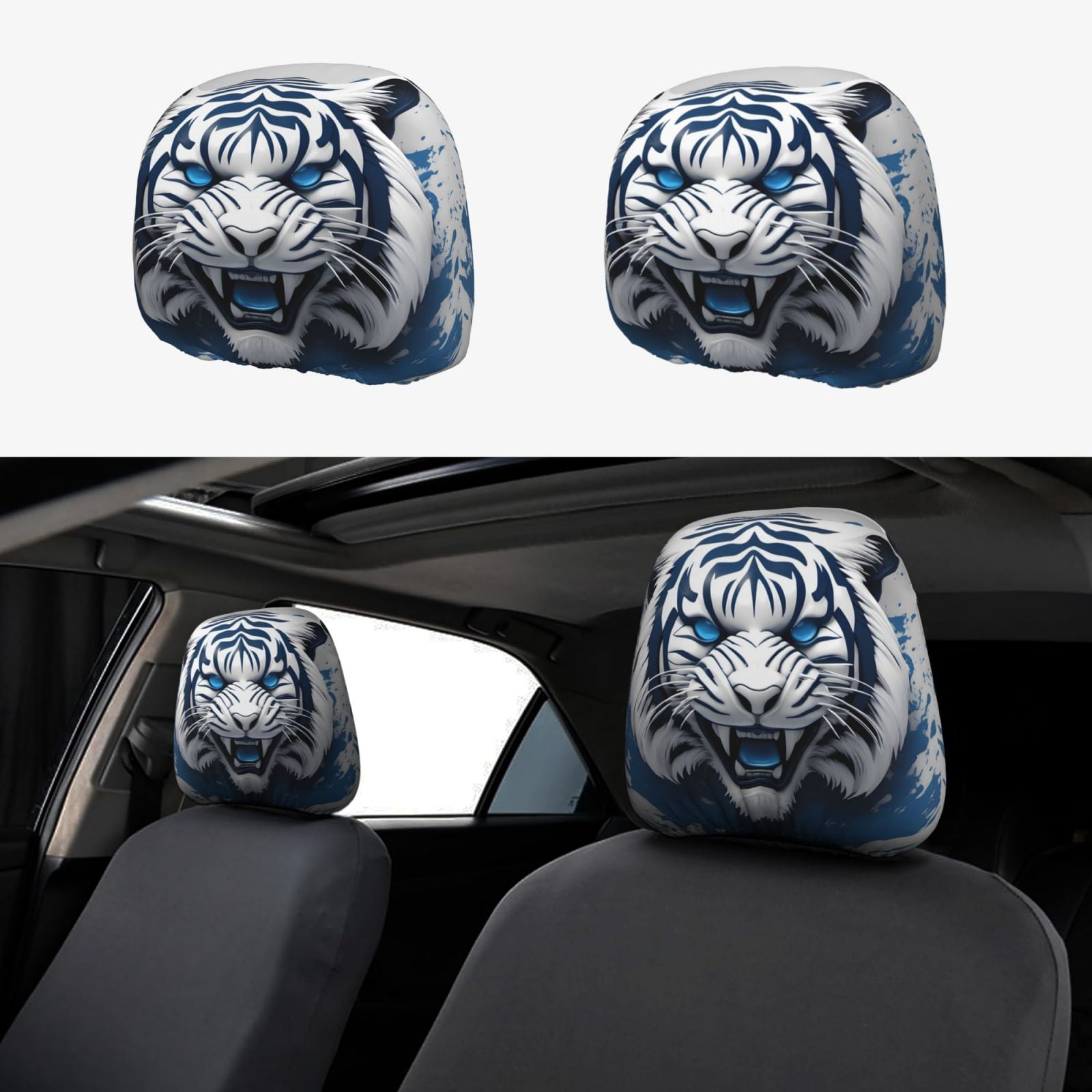 Headrest Covers for Cars Accessories Interior for Women Men 2Pcs - 3D ...