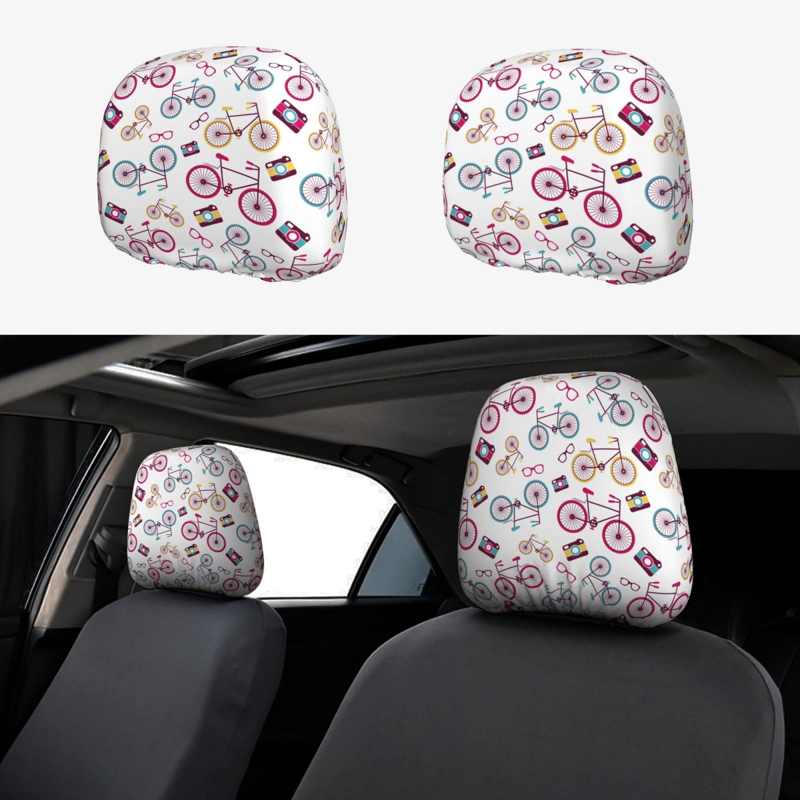 Headrest Covers for Cars Accessories Interior for Women Men 2Pcs - Bike ...