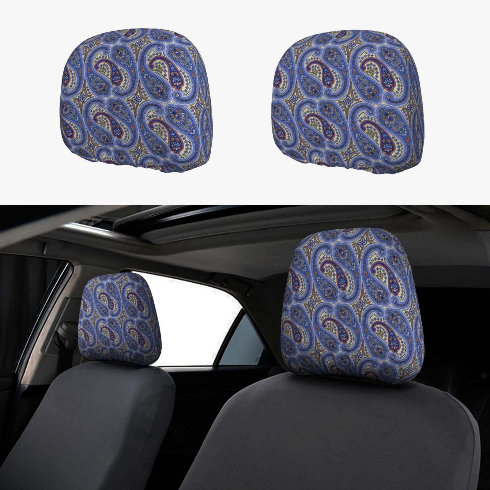 Headrest Covers for Cars Accessories Interior for Women Men 2Pcs - Blue ...