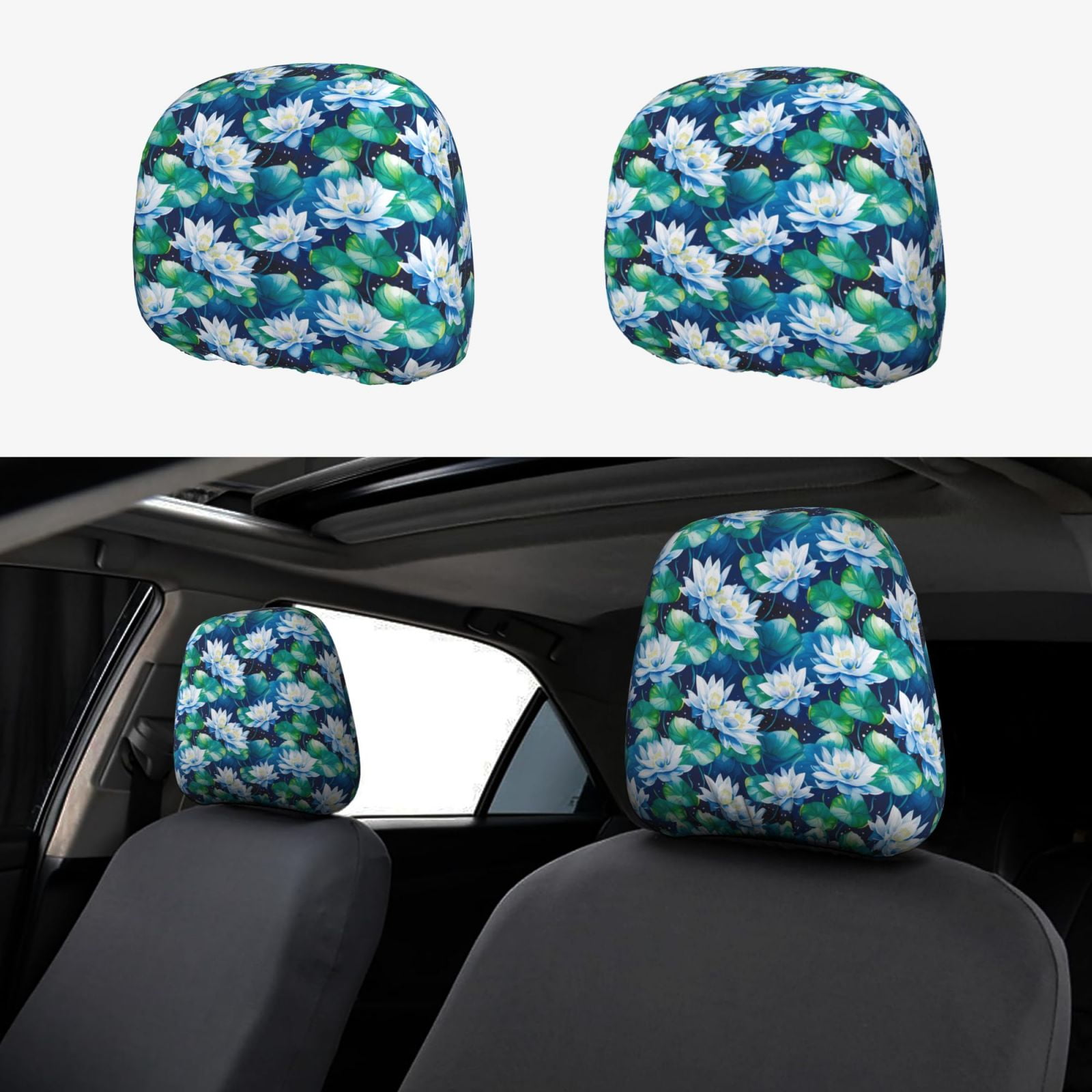 Headrest Covers for Cars Accessories Interior for Women Men 2Pcs - Blue ...