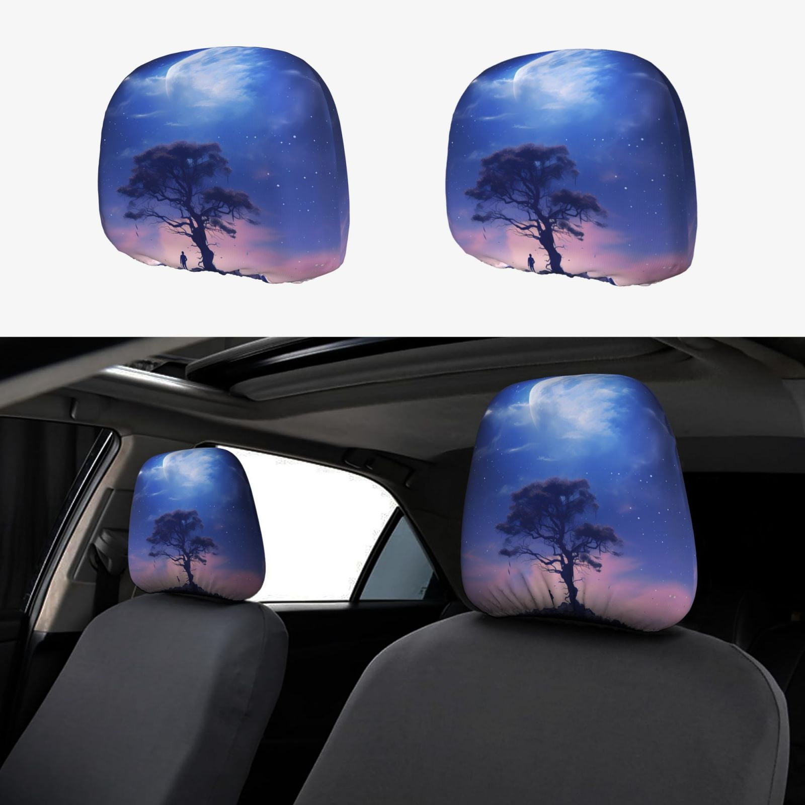 Headrest Covers for Cars Accessories Interior for Women Men 2Pcs - Blue ...