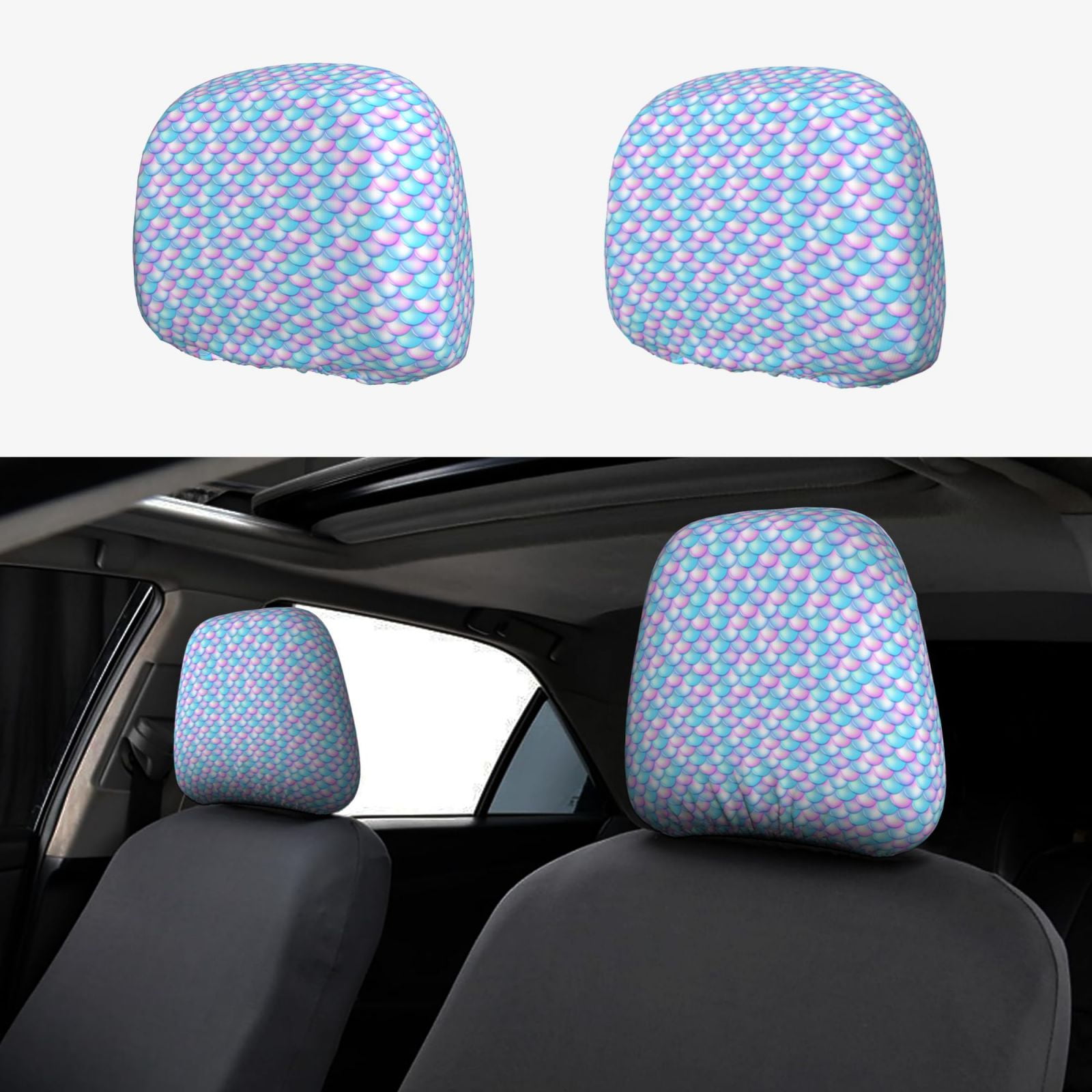 Headrest Covers for Cars Accessories Interior for Women Men 2Pcs - Blue ...