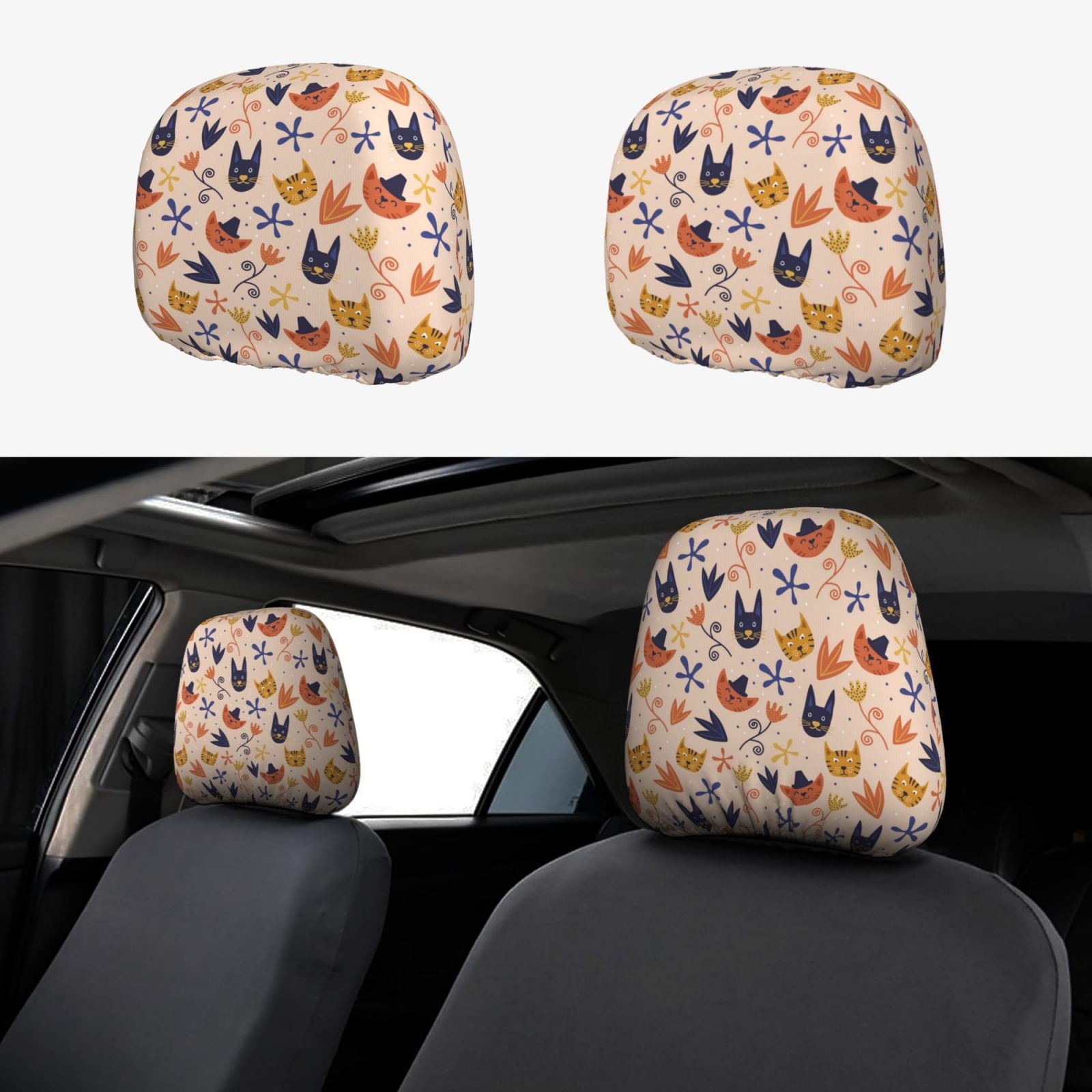 Headrest Covers for Cars Accessories Interior for Women Men 2Pcs ...