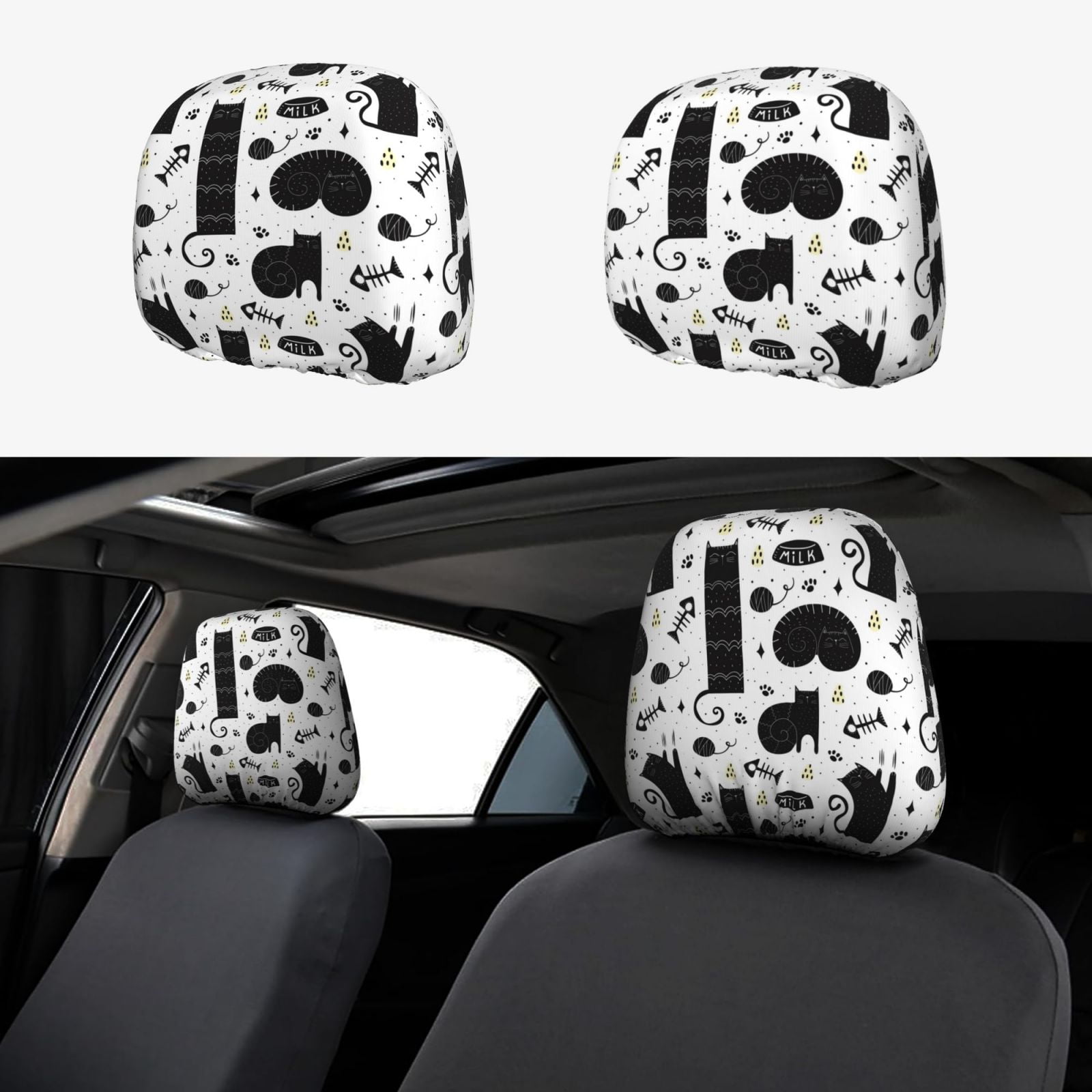 Headrest Covers for Cars Accessories Interior for Women Men 2Pcs ...