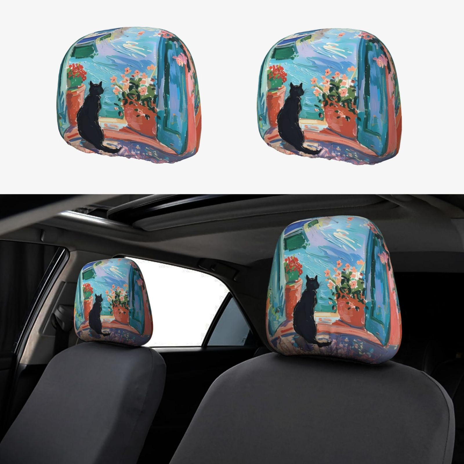 Headrest Covers for Cars Accessories Interior for Women Men 2Pcs ...
