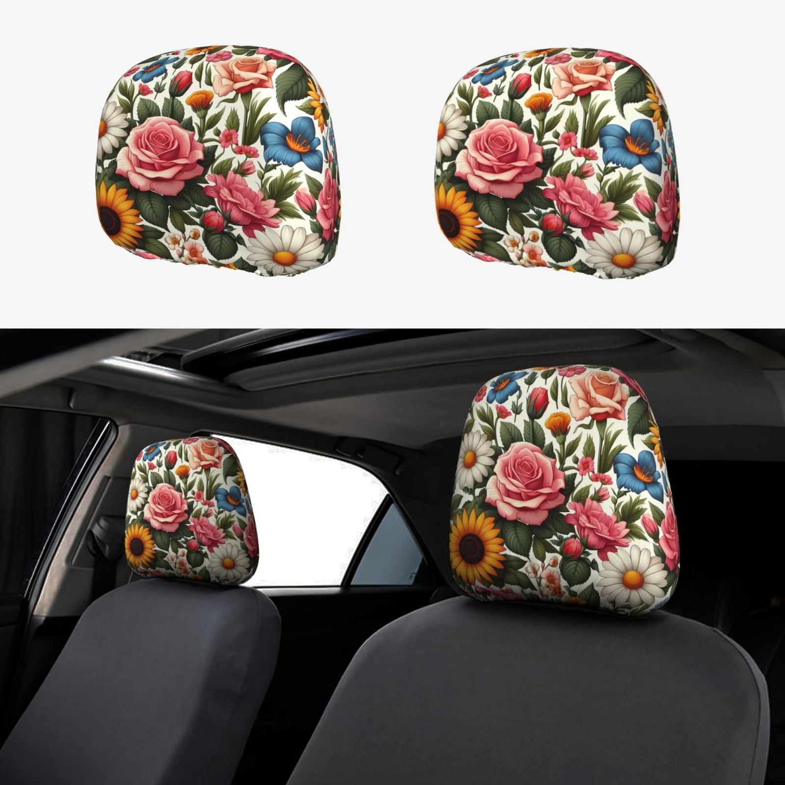Headrest Covers for Cars Accessories Interior for Women Men 2Pcs ...