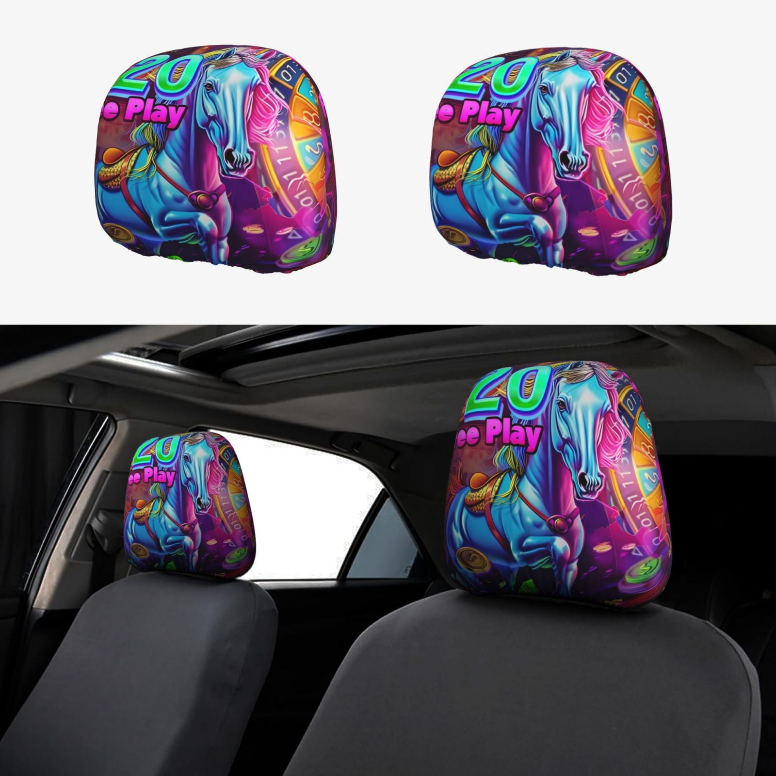 Headrest Covers for Cars Accessories Interior for Women Men 2Pcs - Neon ...