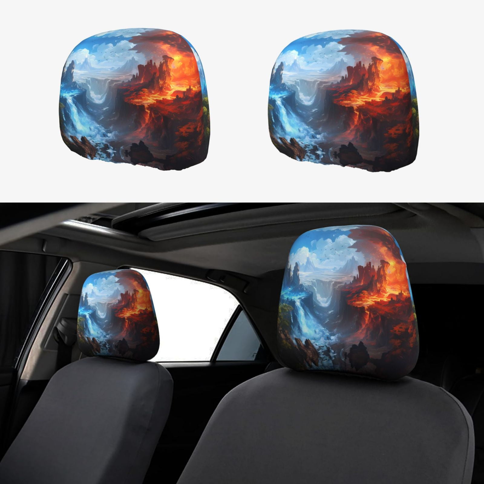 Headrest Covers for Cars Accessories Interior for Women Men 2Pcs - Red ...