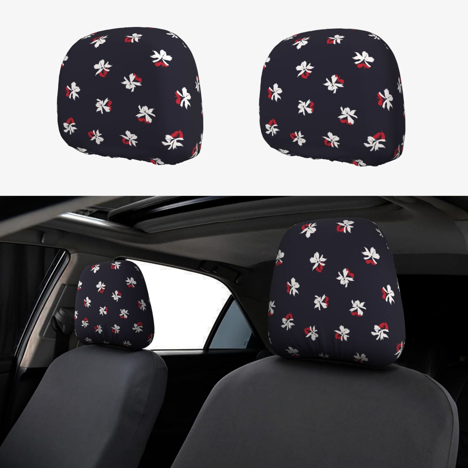 Headrest Covers for Cars Accessories Interior for Women Men 2Pcs - Red ...