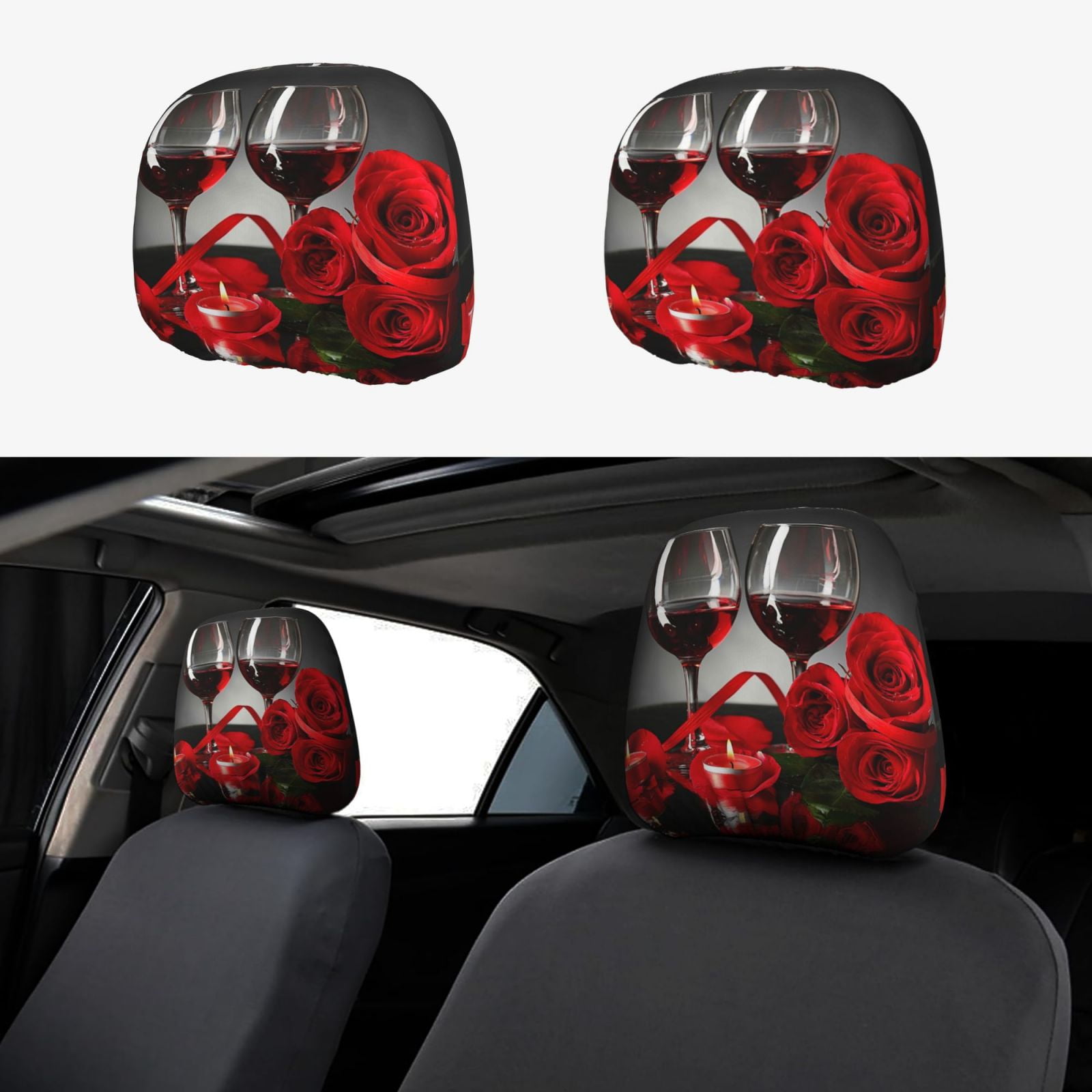 Headrest Covers for Cars Accessories Interior for Women Men 2Pcs - Red ...