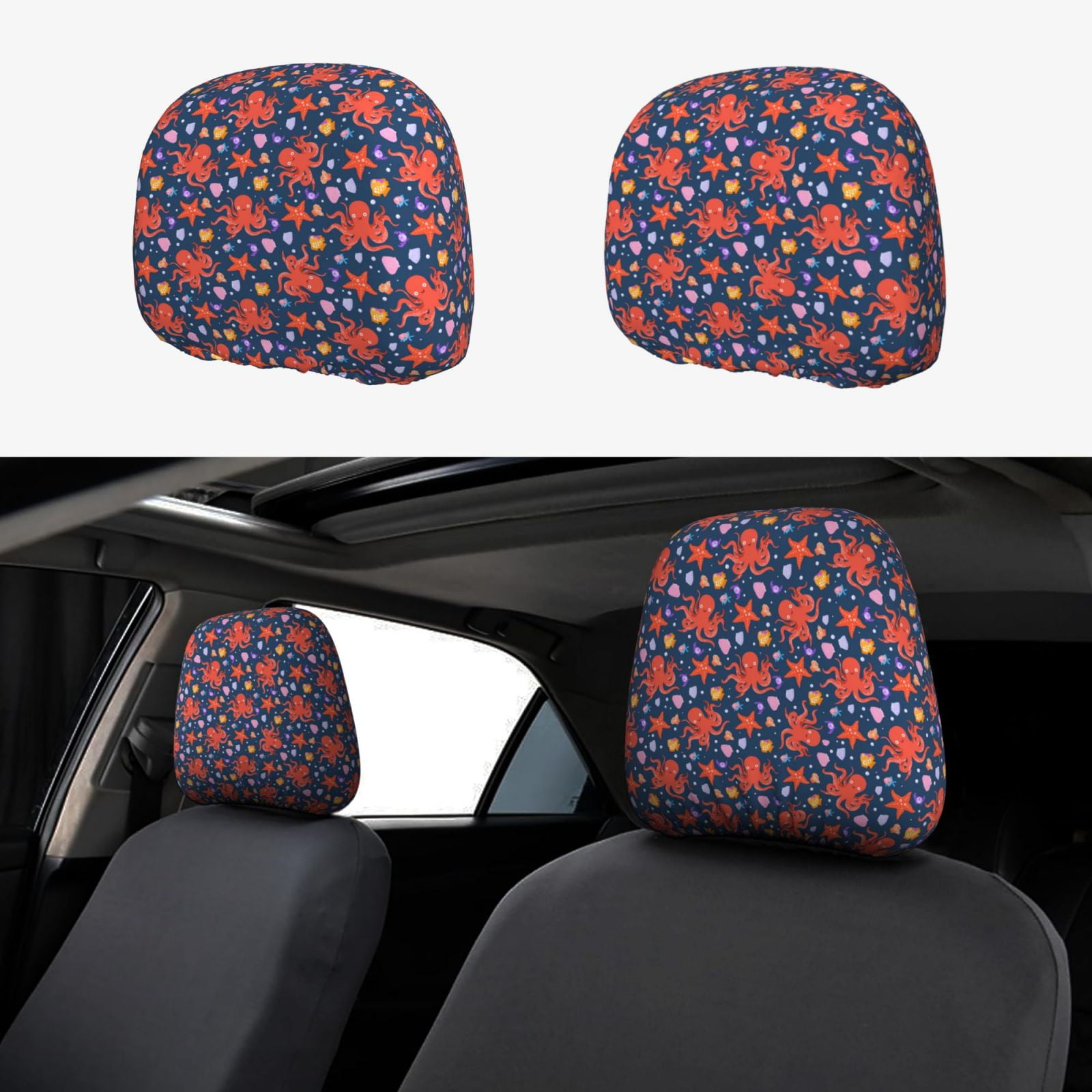 Headrest Covers for Cars Accessories Interior for Women Men 2Pcs - Sea ...