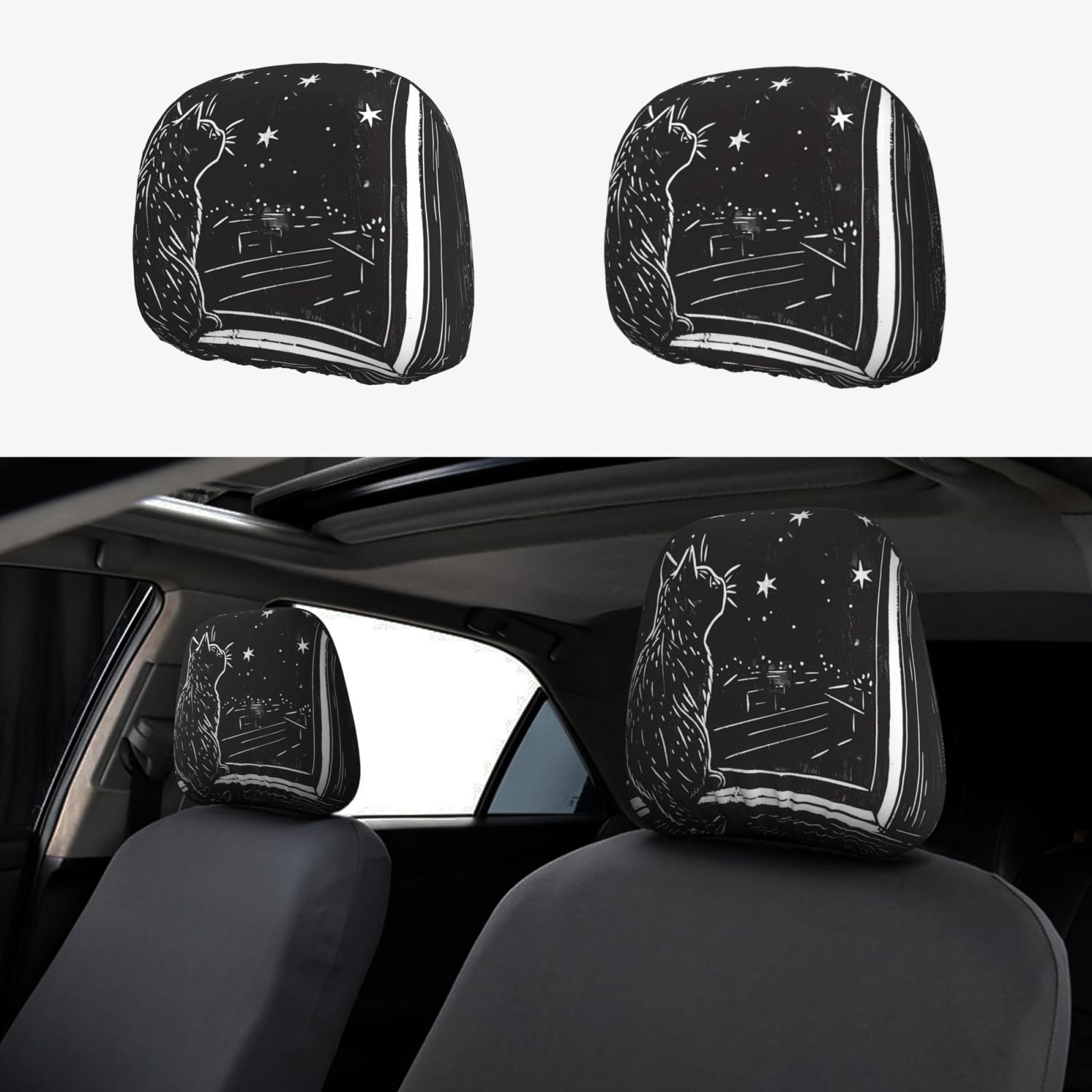 Headrest Covers for Cars Accessories Interior for Women Men 2Pcs - Star ...