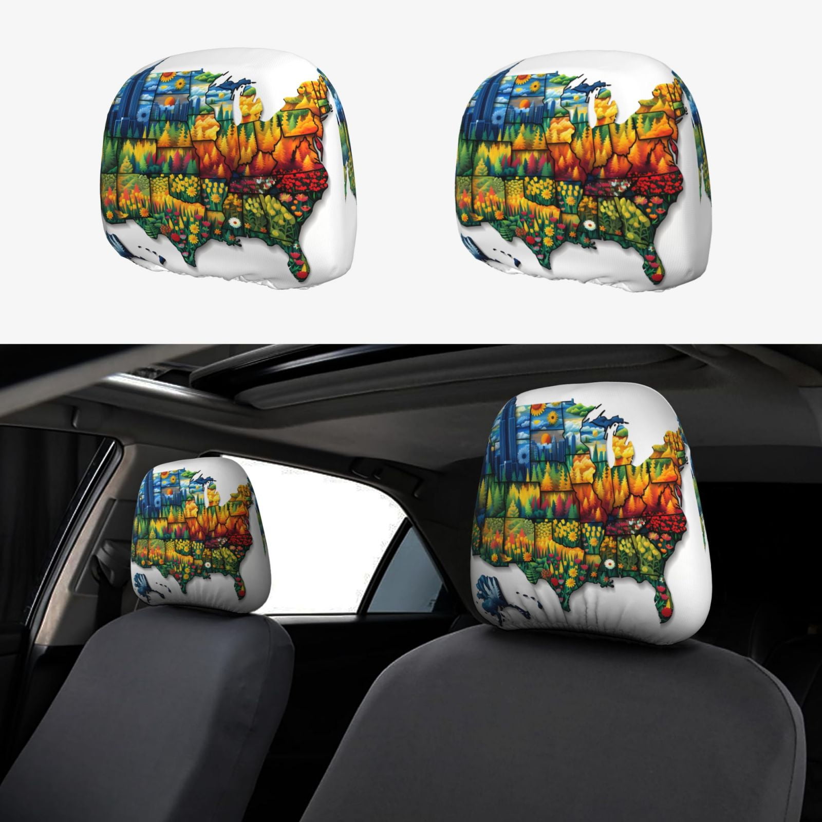 Headrest Covers for Cars Accessories Interior for Women Men 2Pcs - USA ...