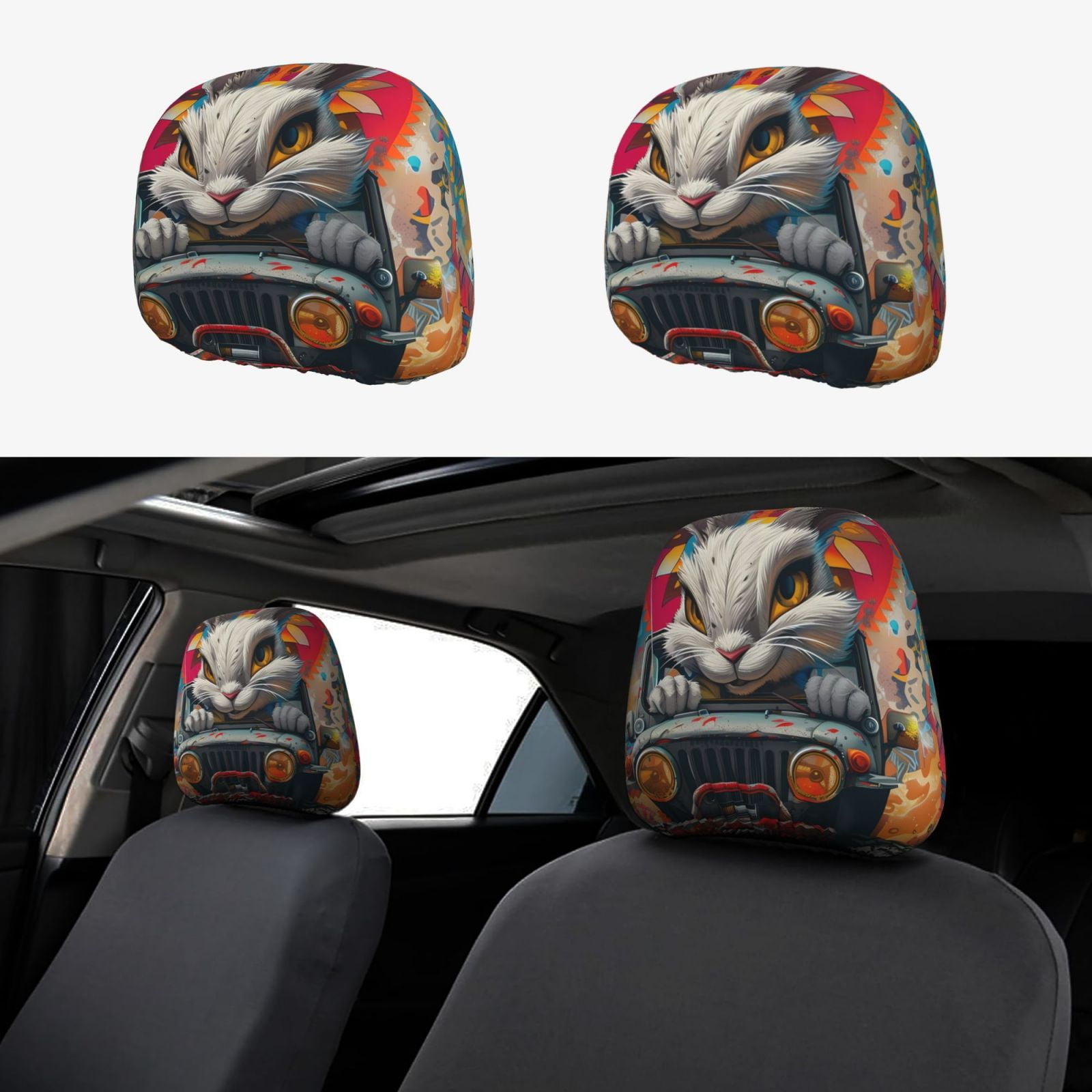 Headrest Covers for Cars Accessories Interior for Women Men 2Pcs ...