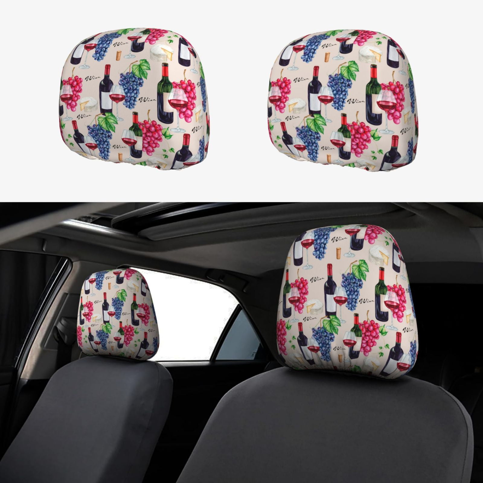 Headrest Covers for Cars Accessories Interior for Women Men 2Pcs - Wine ...