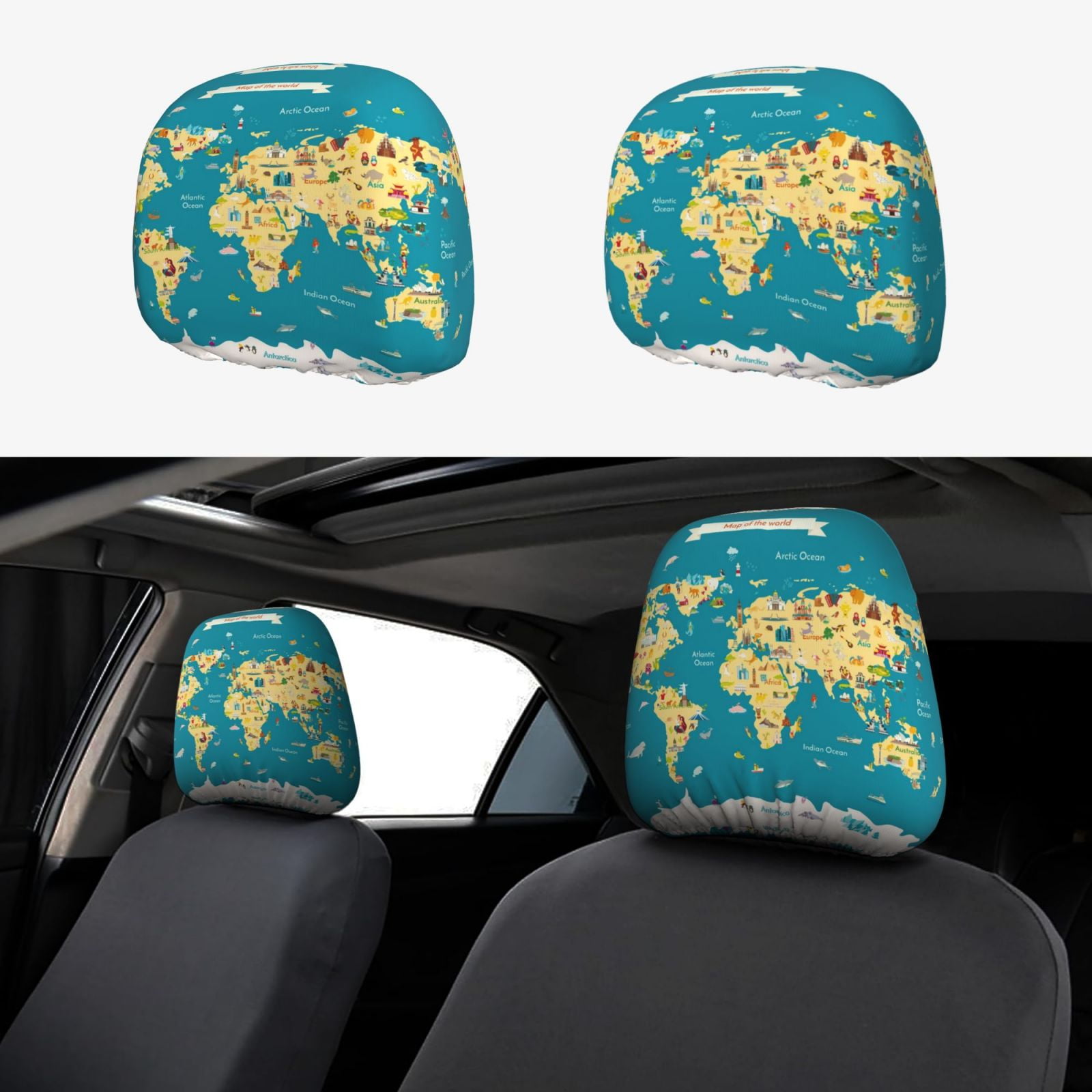 Headrest Covers for Cars Accessories Interior for Women Men 2Pcs ...