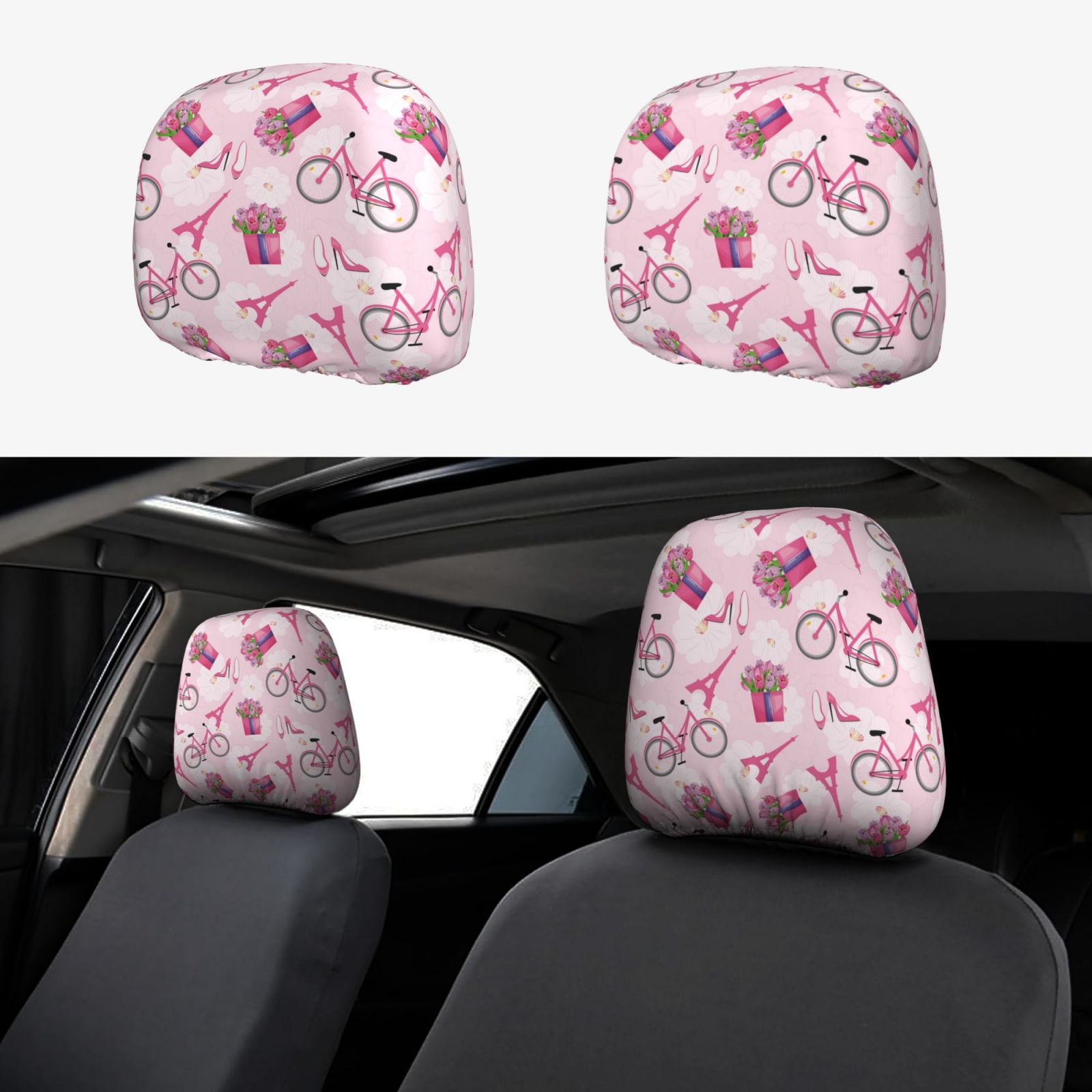 Headrest Covers for Cars Accessories Interior for Women Men 2Pcs - pink ...