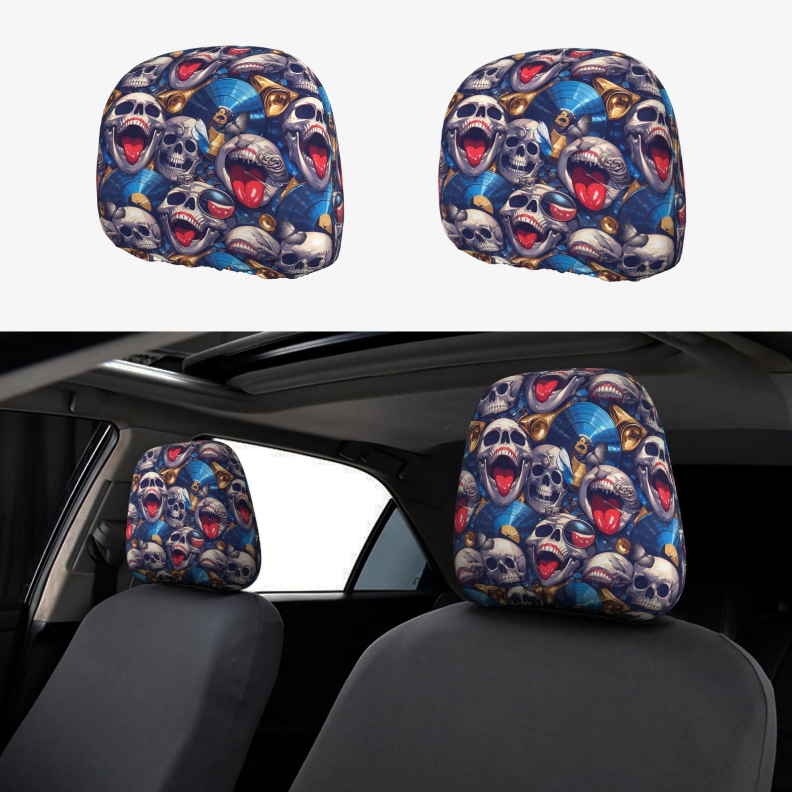 Headrest Covers for Cars Accessories Interior for Women Men 2Pcs - rock ...