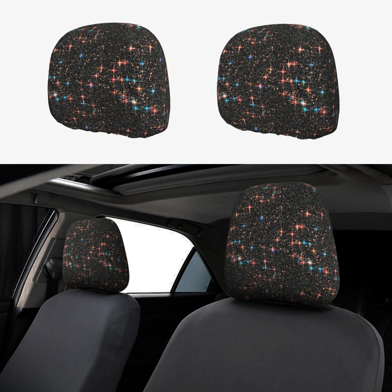 Headrest Covers for Cars - Glitter galaxy sky night black starry 2 Pcs ...