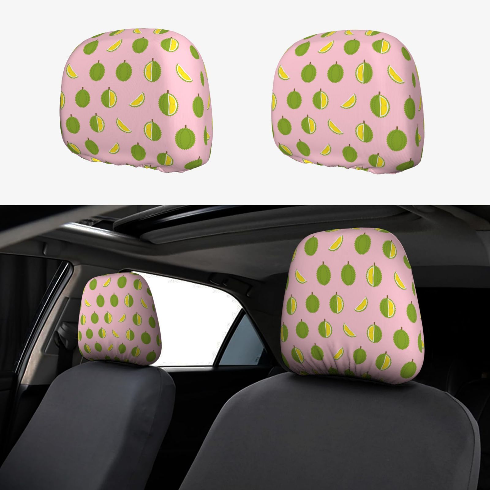 Headrest Covers for Cars 2 Pack, Cute Durian Pink Car Headrest Cover ...