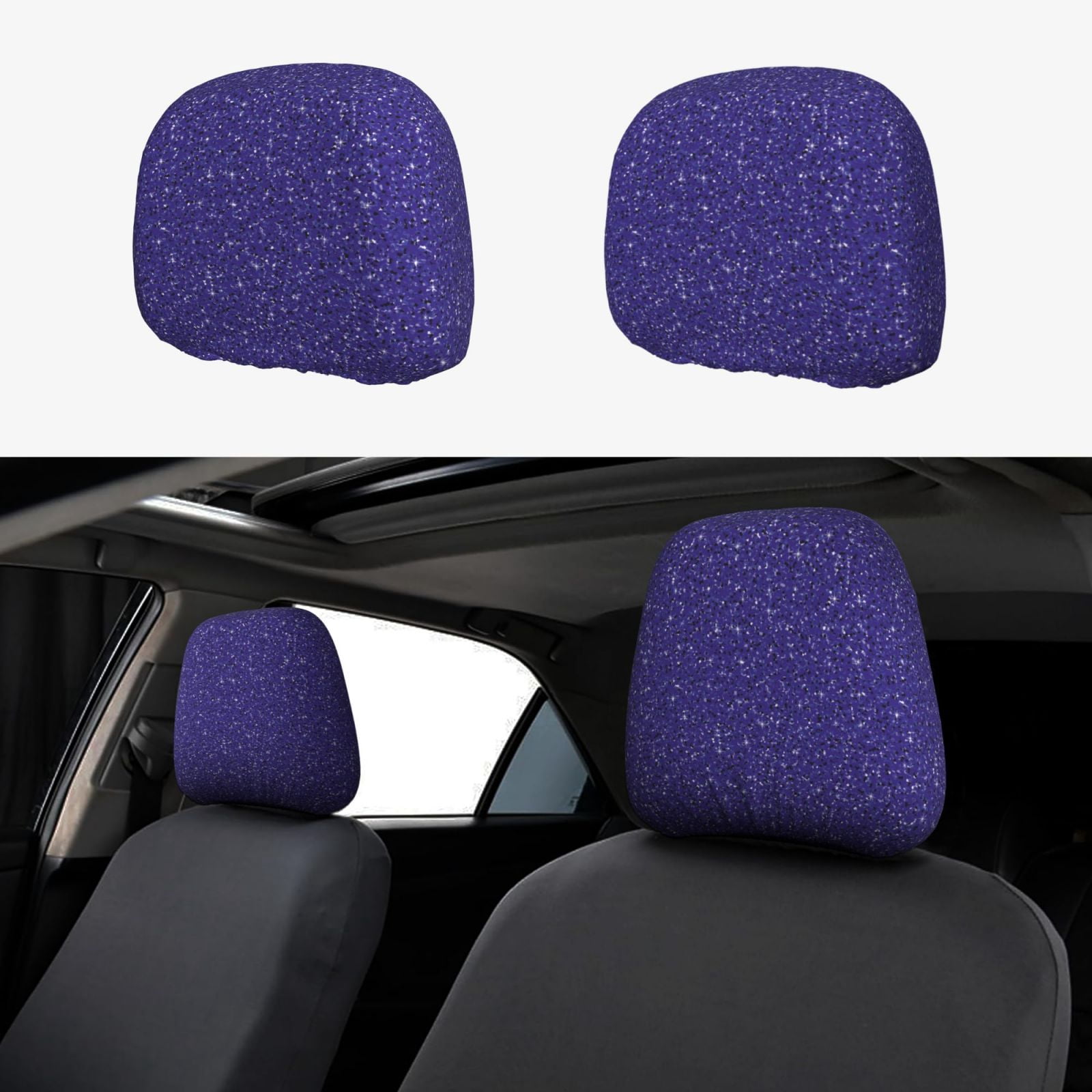 Headrest Covers for Cars 2 Pack, Deep Purple Glitter Pattern Car ...
