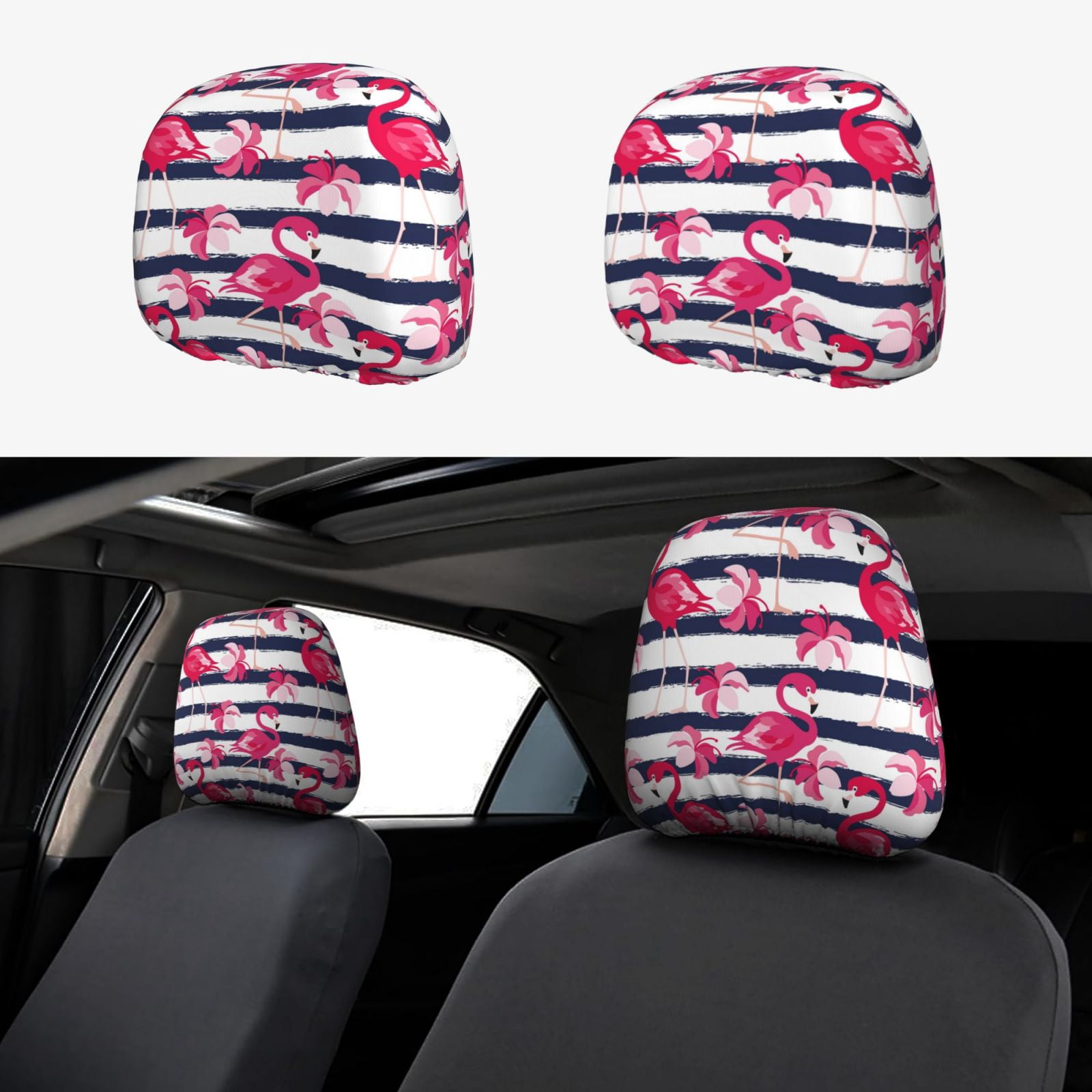Headrest Covers for Cars 2 Pack, Flamingos Car Headrest Cover Car Decor ...