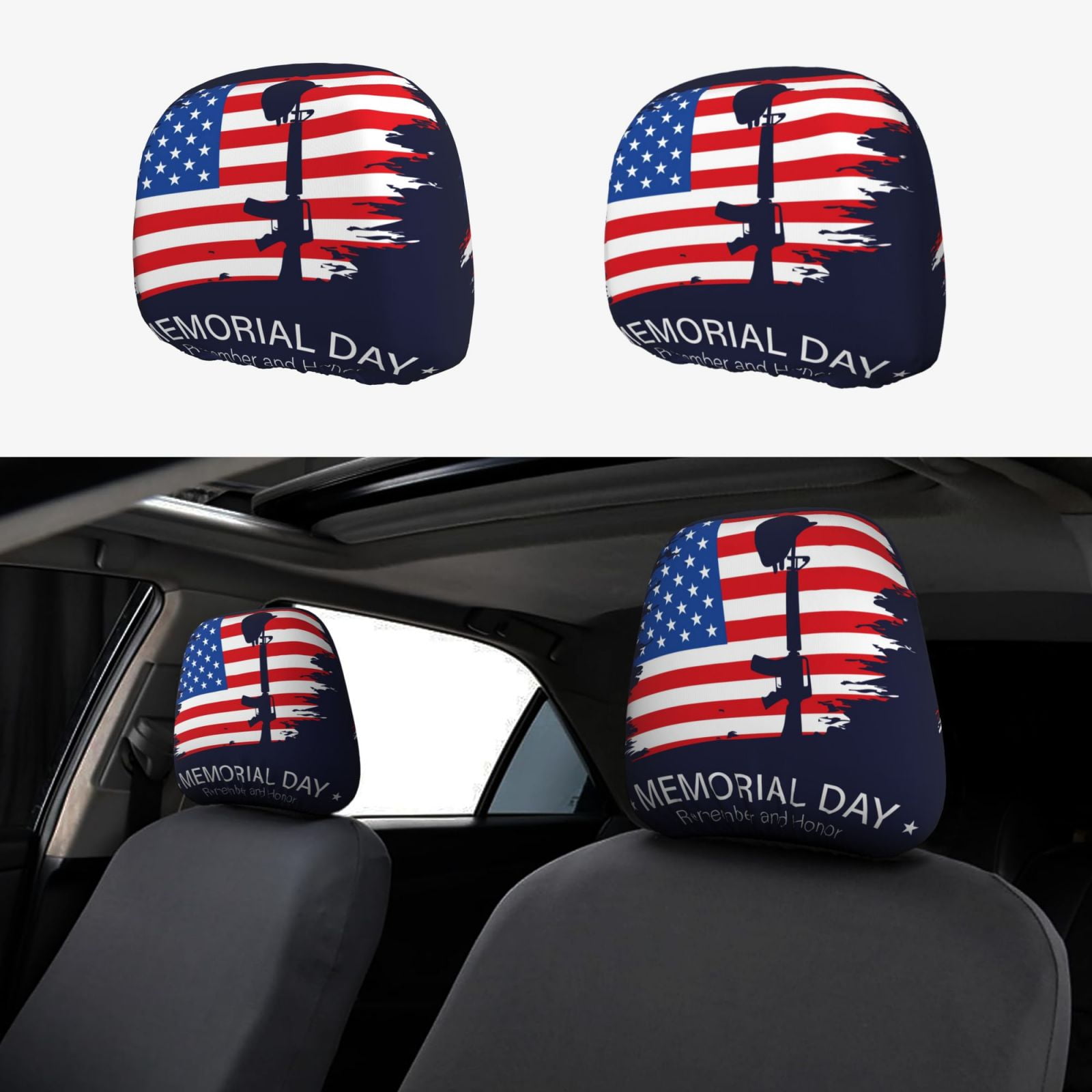 Headrest Covers for Cars 2 Pack, Memorial Day Car Headrest Cover Car ...