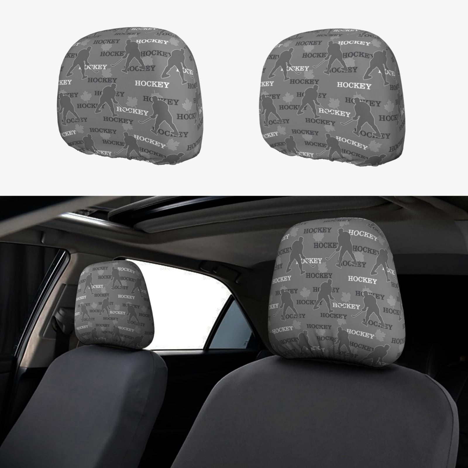 Headrest Covers for Cars 2 Pack, grey hockey players cool Car Headrest ...