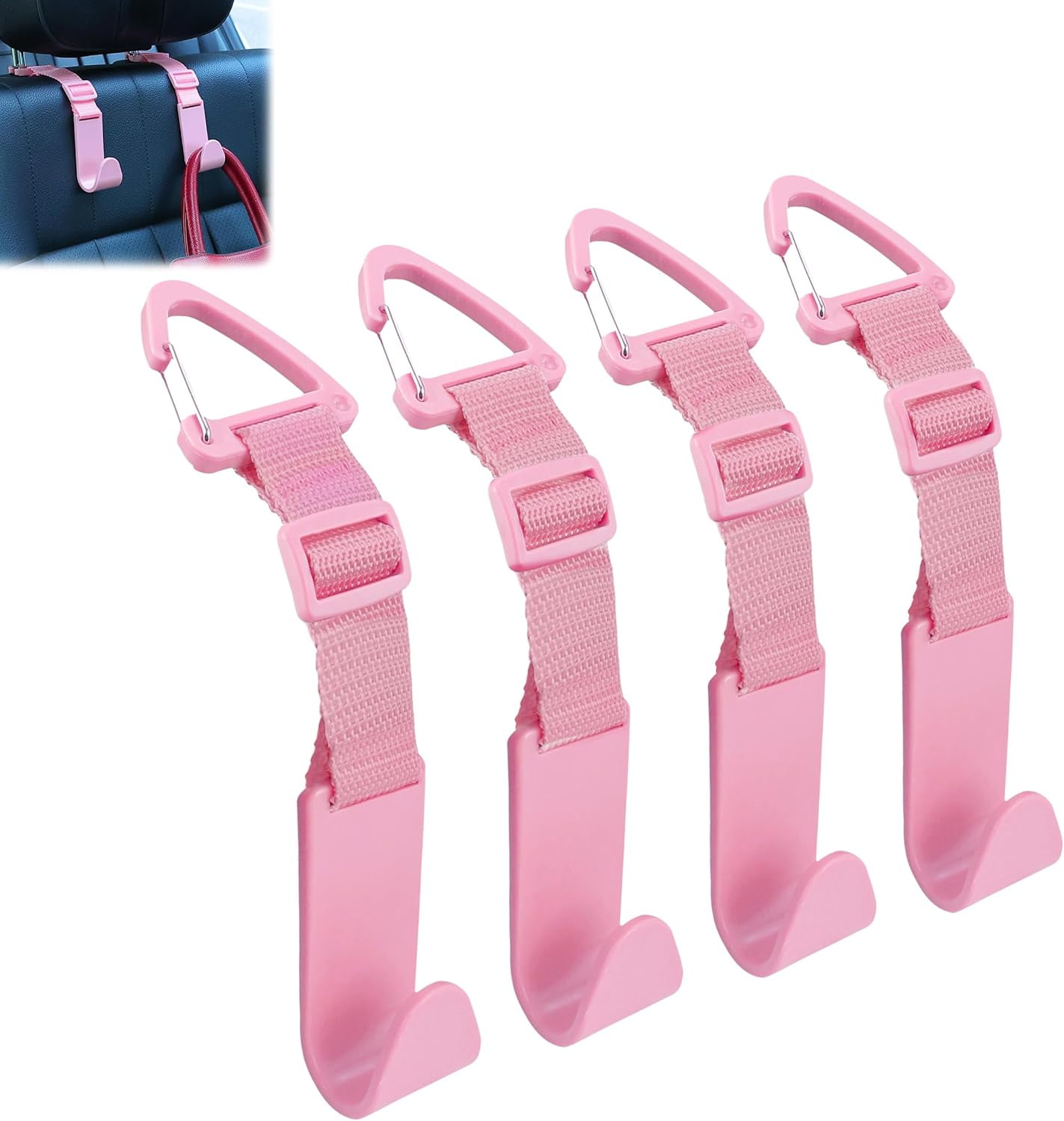 Headrest Hooks for Car Adjustable 4 Pack Vehicle Seat Back Organizer ...