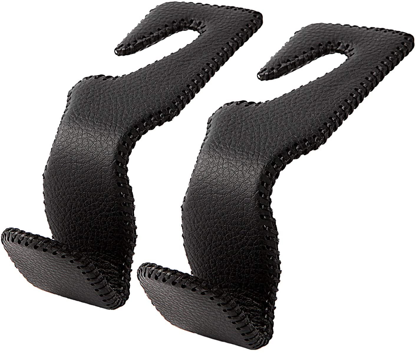 Headrest Hooks for Car, Back Seat Organizer Black Leather Hanger Holder ...